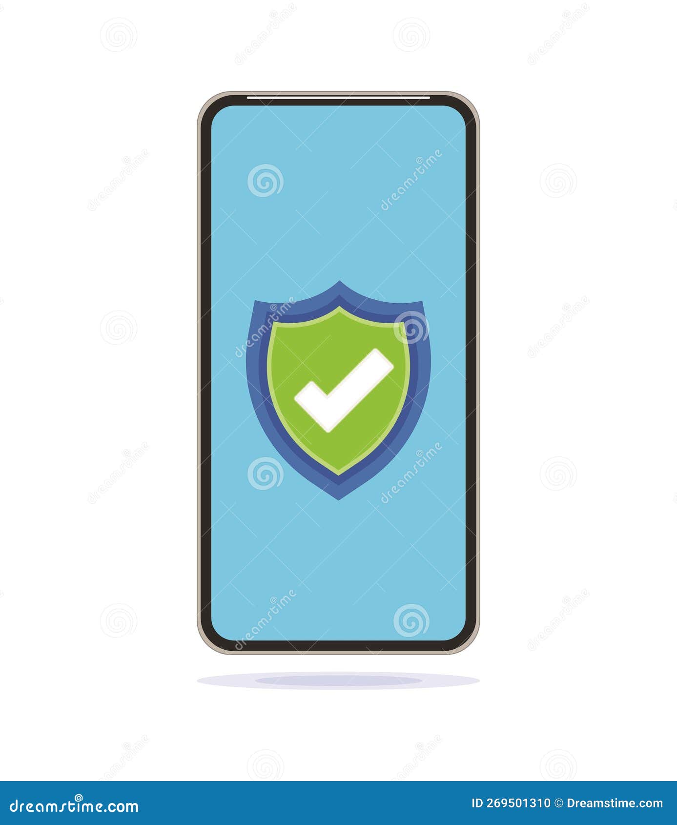 Smartphone Mockup with Shield and Check Mark Icon Vector Logo Template ...