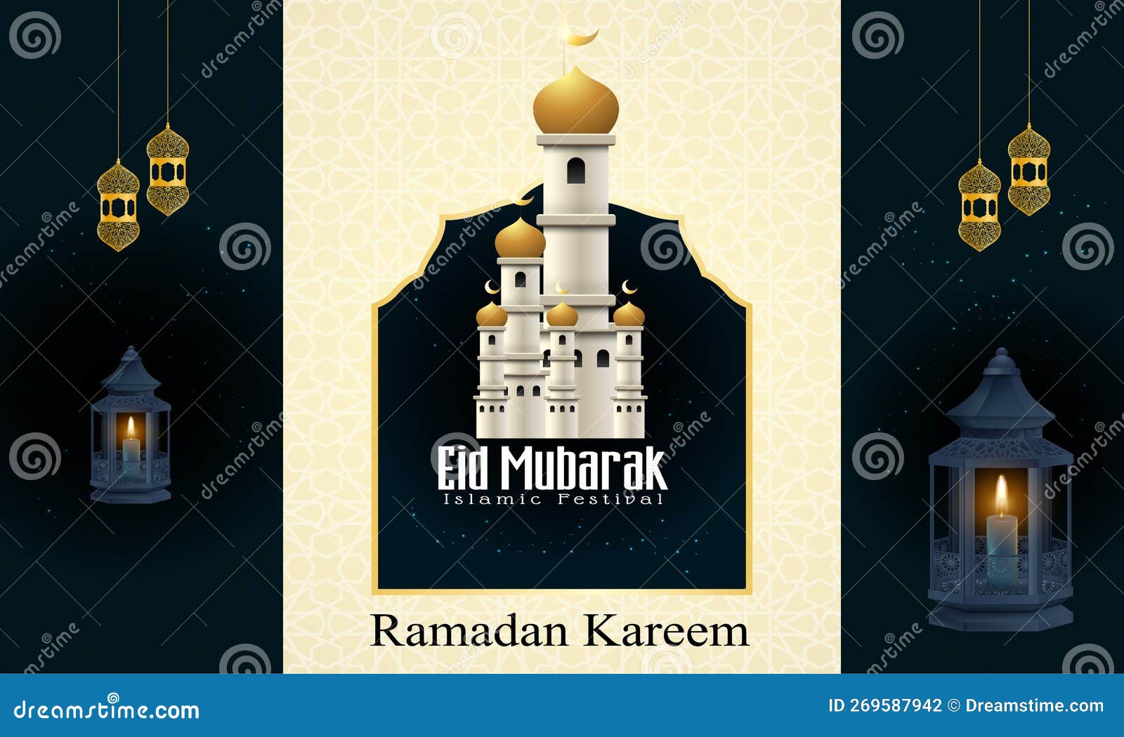 Eid Mubarak, Beautiful Ramadan Kareem Greeting Card Design. Islamic ...