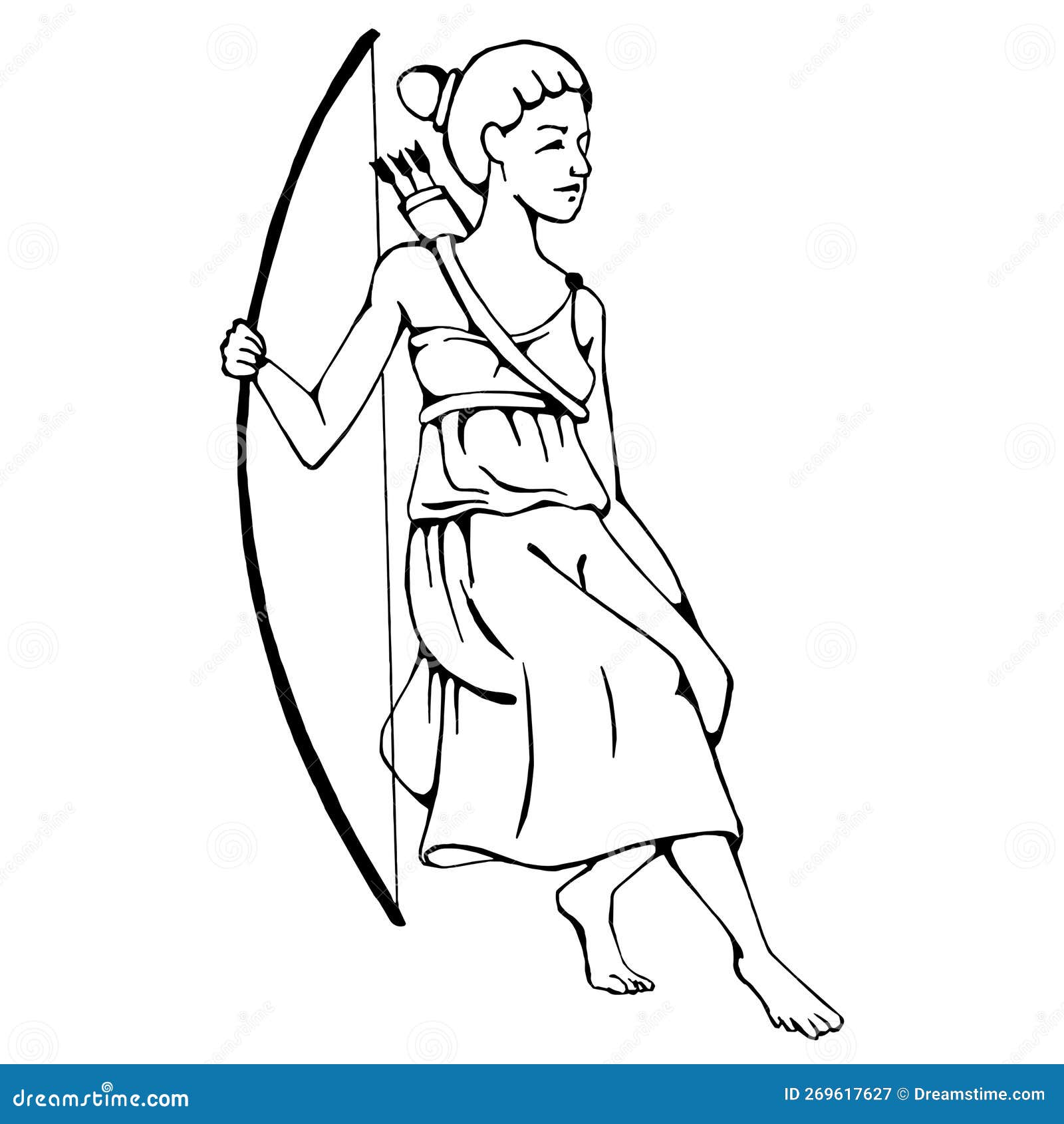 Artemis With A Bow, In Greek Chiten. Cartoon Vector | CartoonDealer.com ...