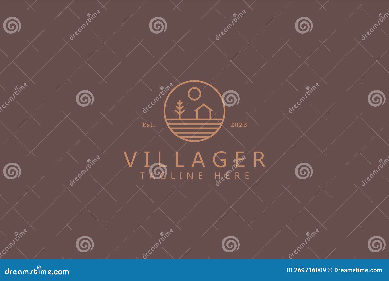 Abstract Rural Village Farm Field and Cottage Simple Outline Logo Stock ...