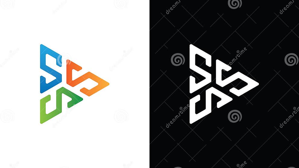 Three S Logo, Three S Triangle Logo, Three Letter S Triangle Logo Stock ...