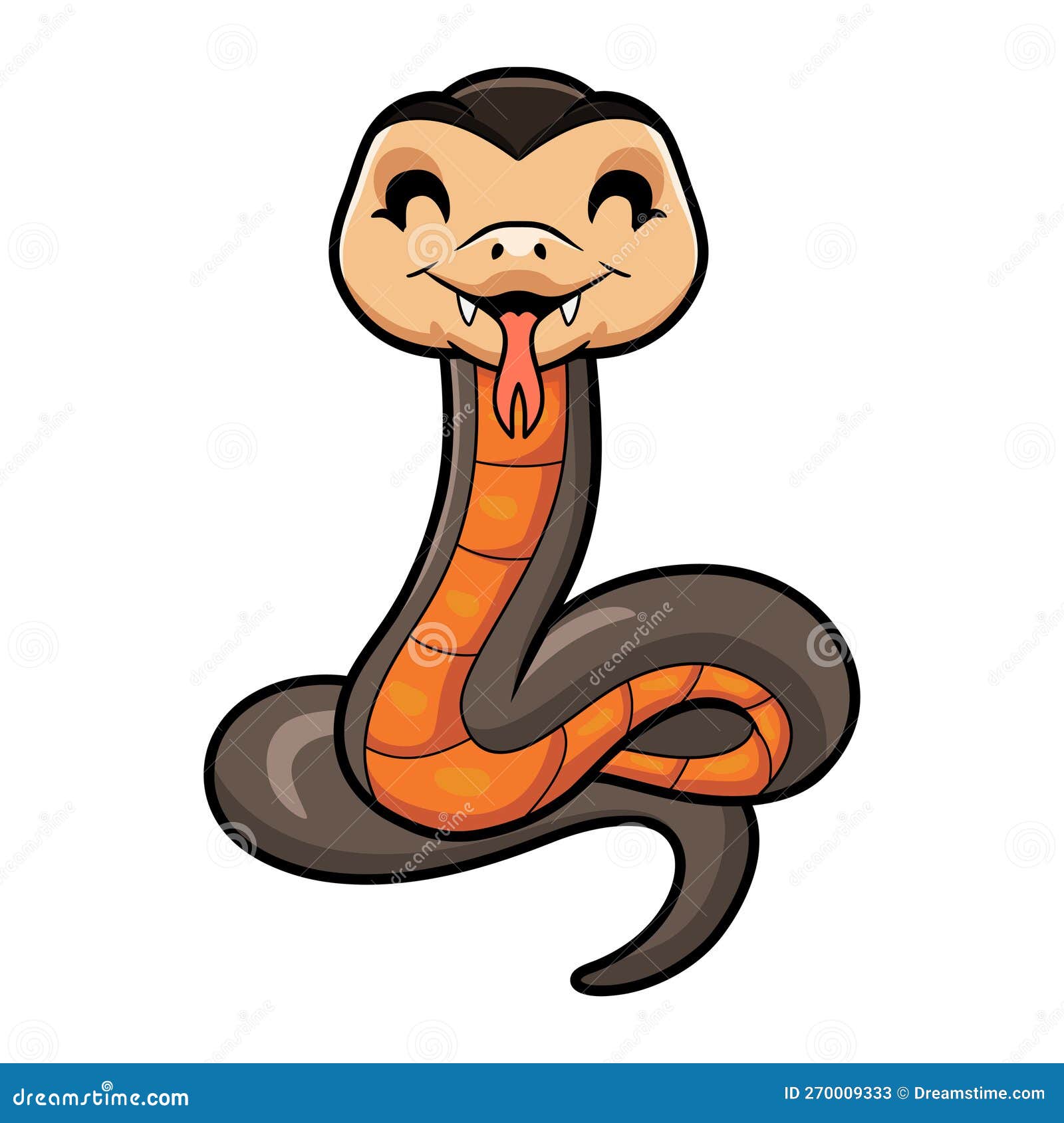 Cute Golden Crowned Snake Cartoon Stock Vector - Illustration of fauna ...