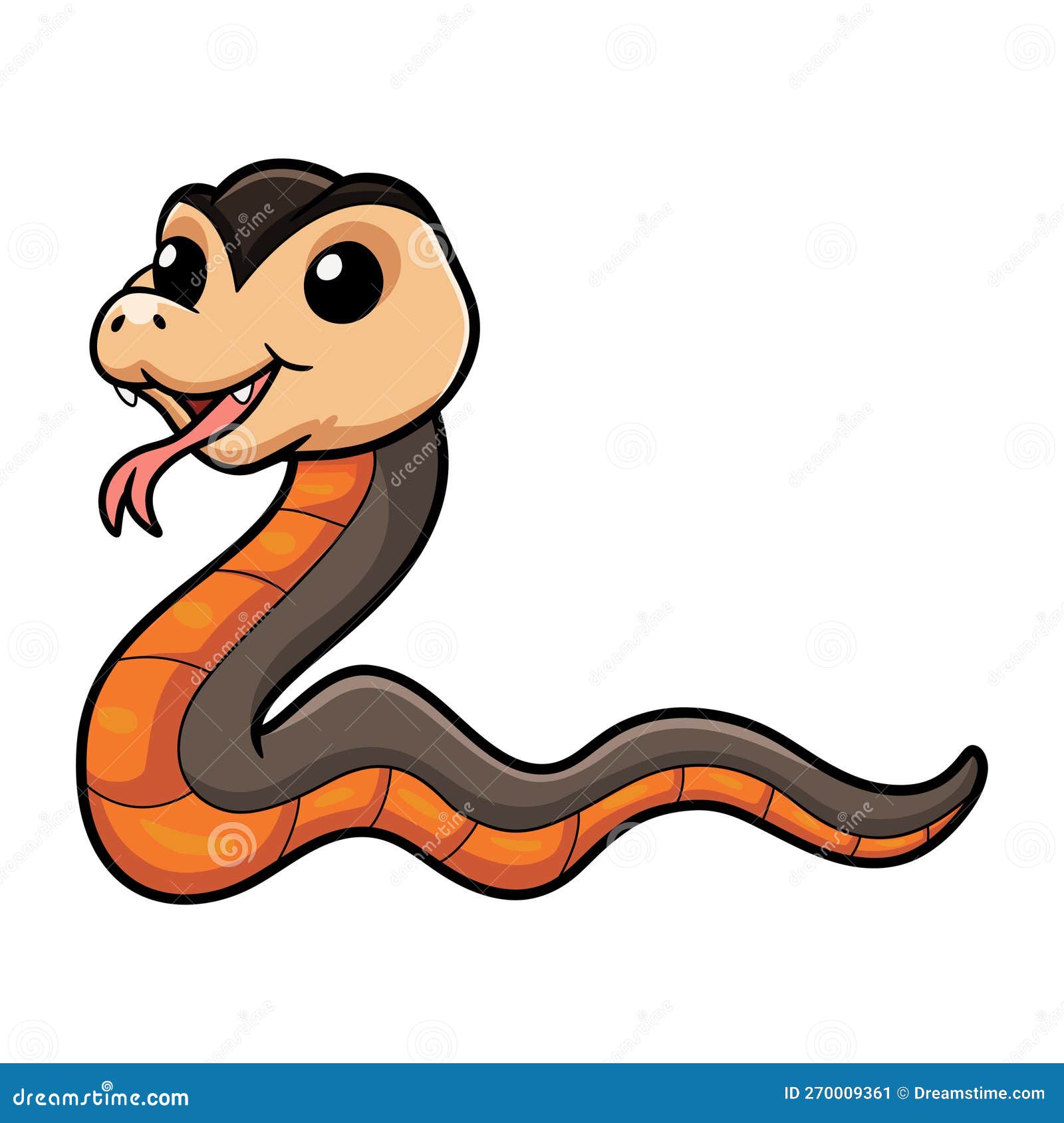 Cute Golden Crowned Snake Cartoon Stock Vector - Illustration of design ...