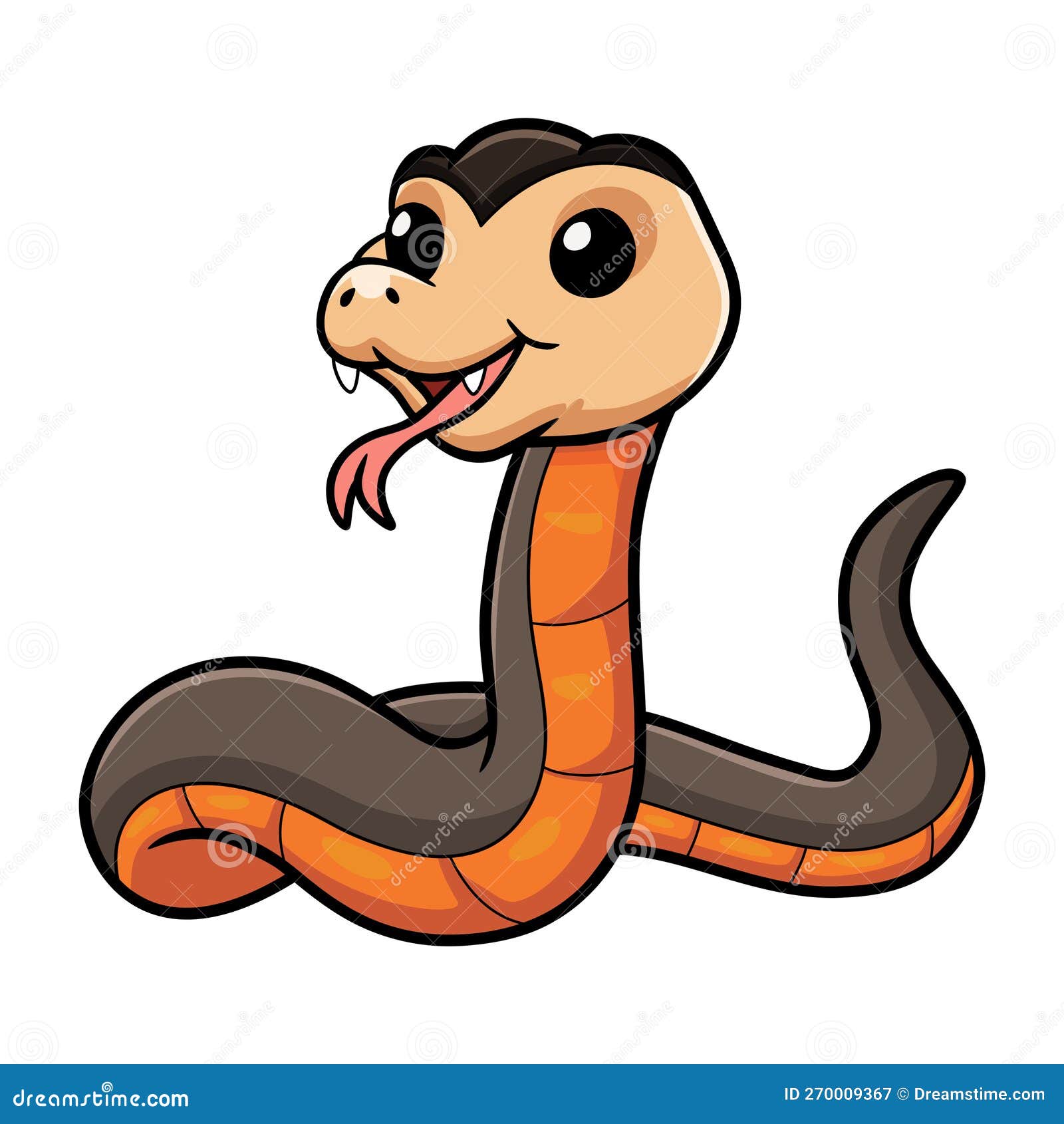 Cute Golden Crowned Snake Cartoon Stock Vector - Illustration of fauna ...
