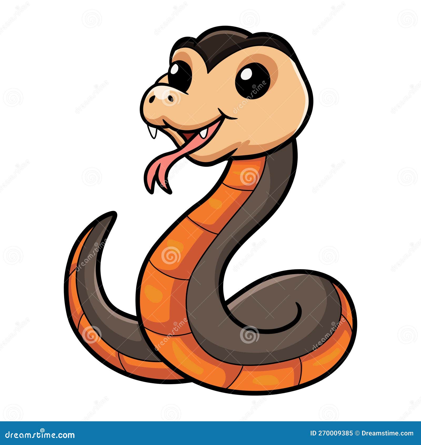 Cute Golden Crowned Snake Cartoon Stock Vector - Illustration of ...