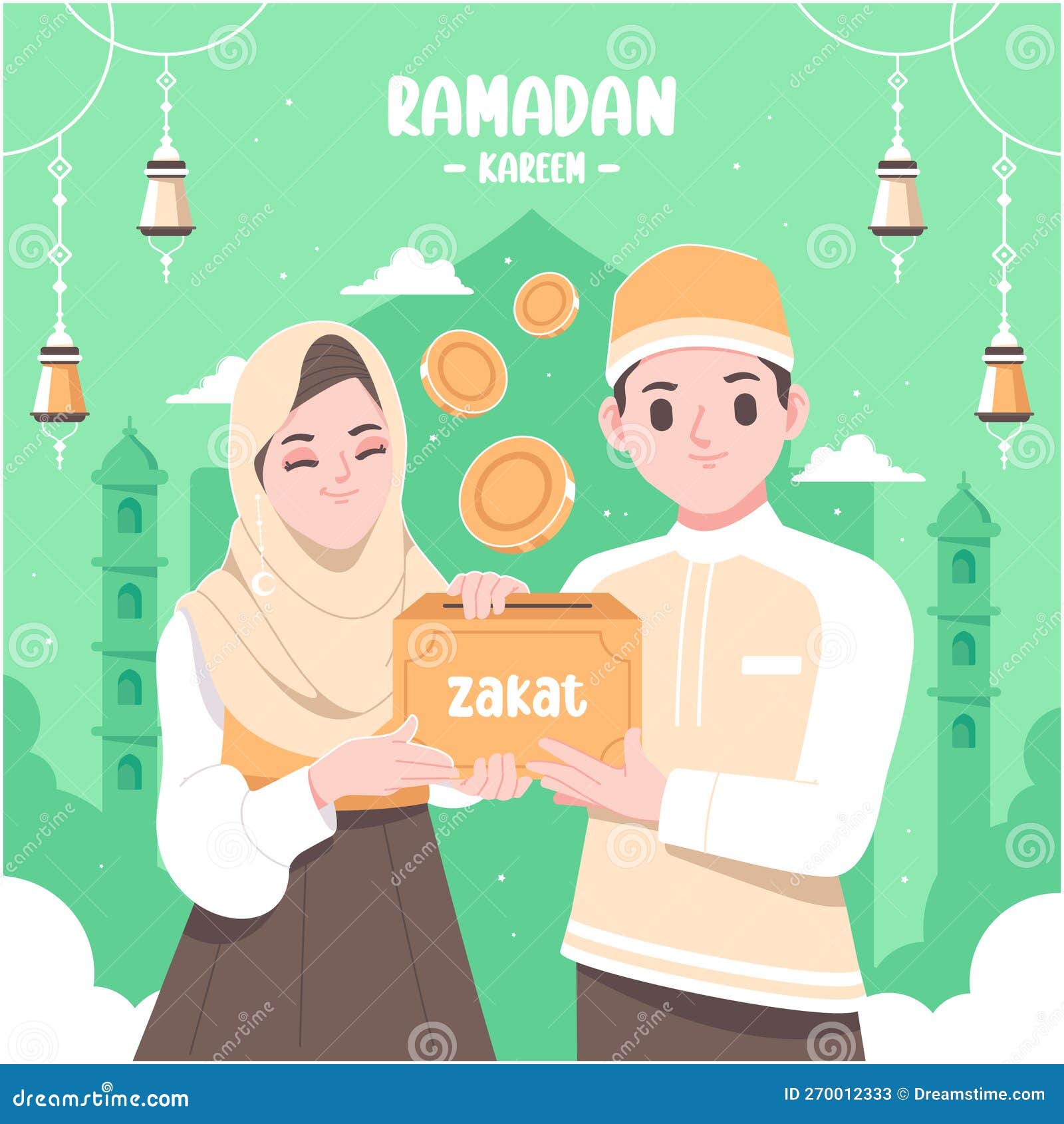 Islamic Zakat Linear Icon Cartoon Vector | CartoonDealer.com #175377235