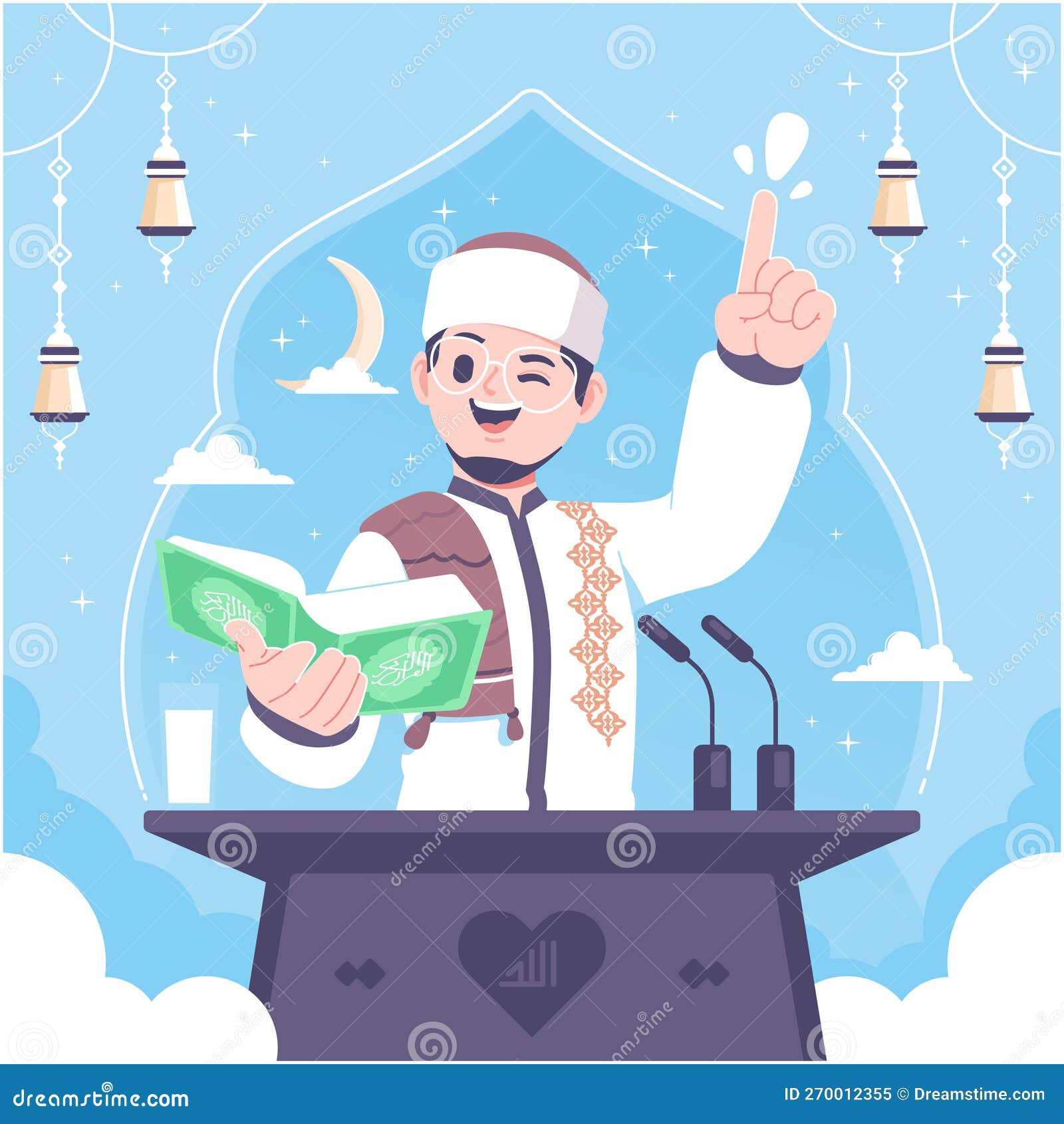 Islamic Lessons with Ustadz or Islamic Lessons Character Illustration ...