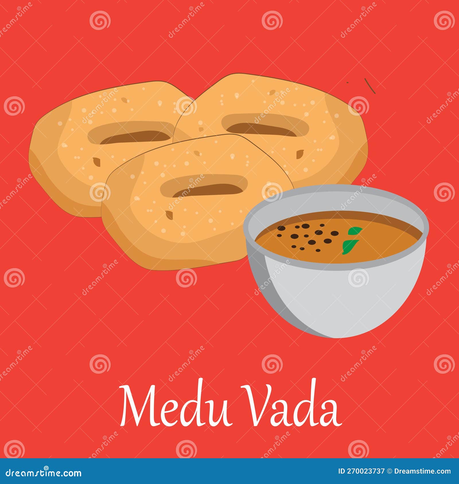 Medu Wada Indian Dish Vector Stock Vector - Illustration of breakfast ...