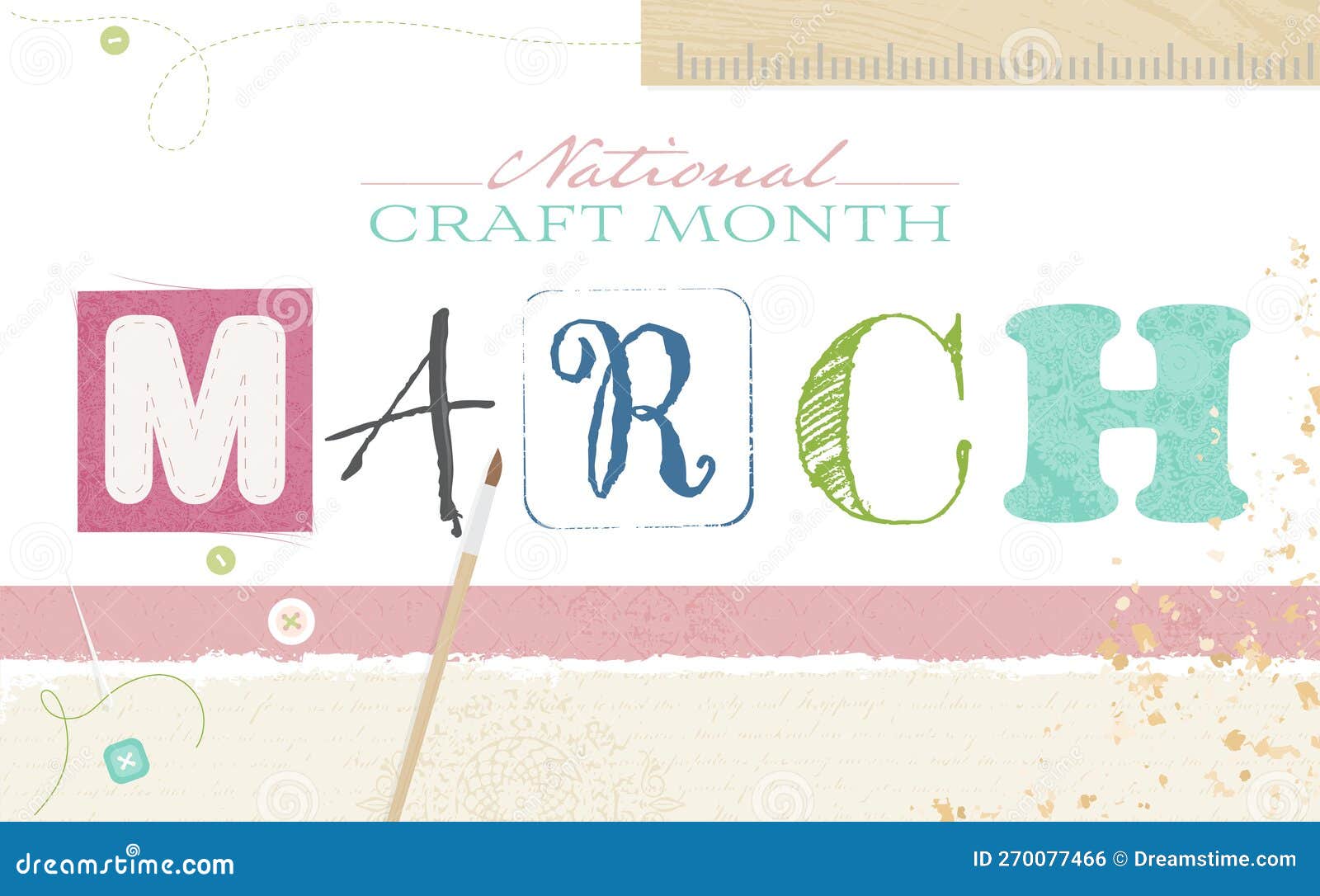 National Craft Month MARCH Design Stock Vector - Illustration of cutout ...