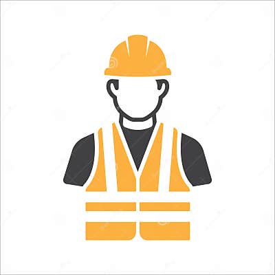 Safety Icon Avatar with Hard Helmet and Safety Vest. Builder Man in a Helmet Icon Stock Vector ...