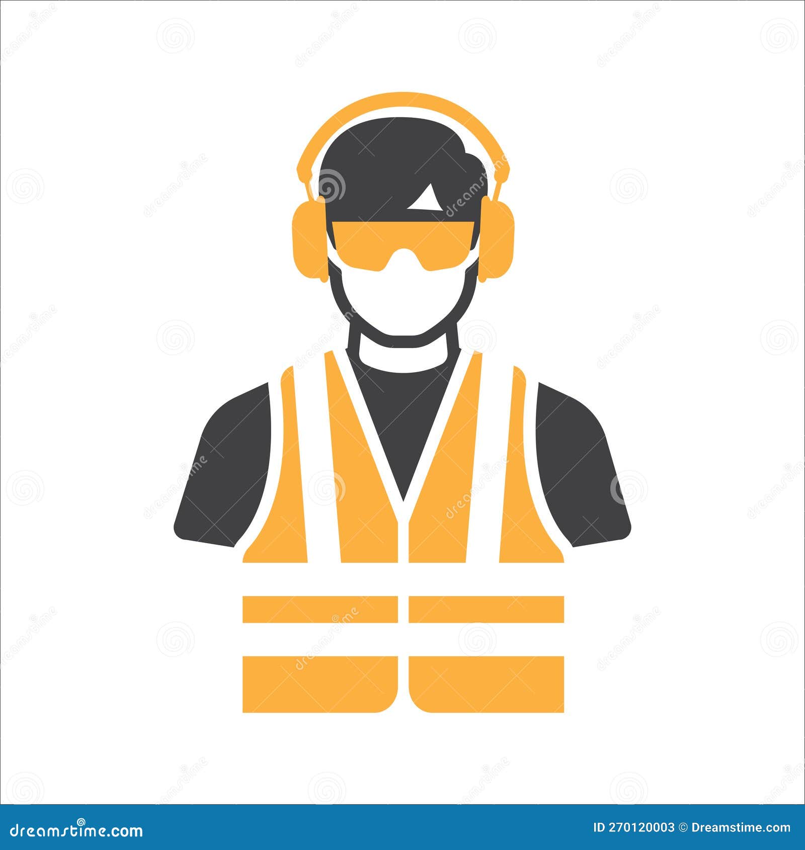 Safety Icon Avatar with Safety Ear Protection and Safety Vest and ...