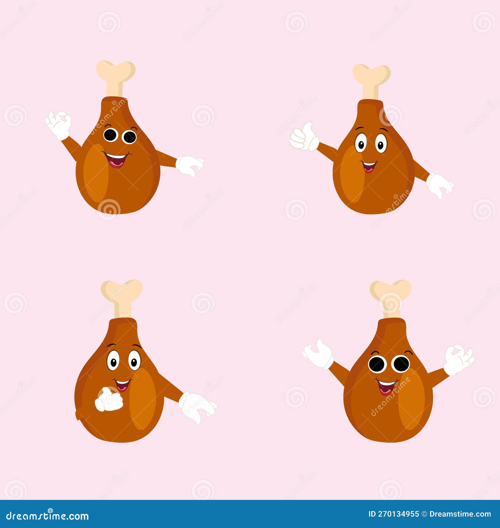 Fried Chicken, Leg Chicken Thighs Icon. Chicken Leg Line Icons Smiling ...