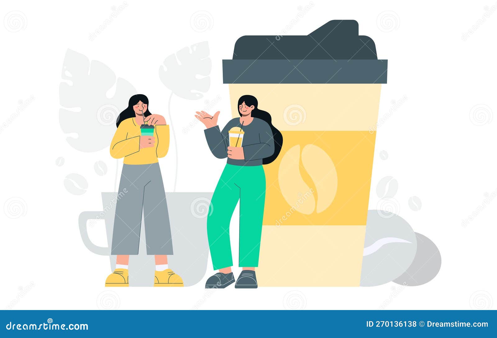 People Talking with Cup of Hot Coffee. Relax Time. Office Communication ...