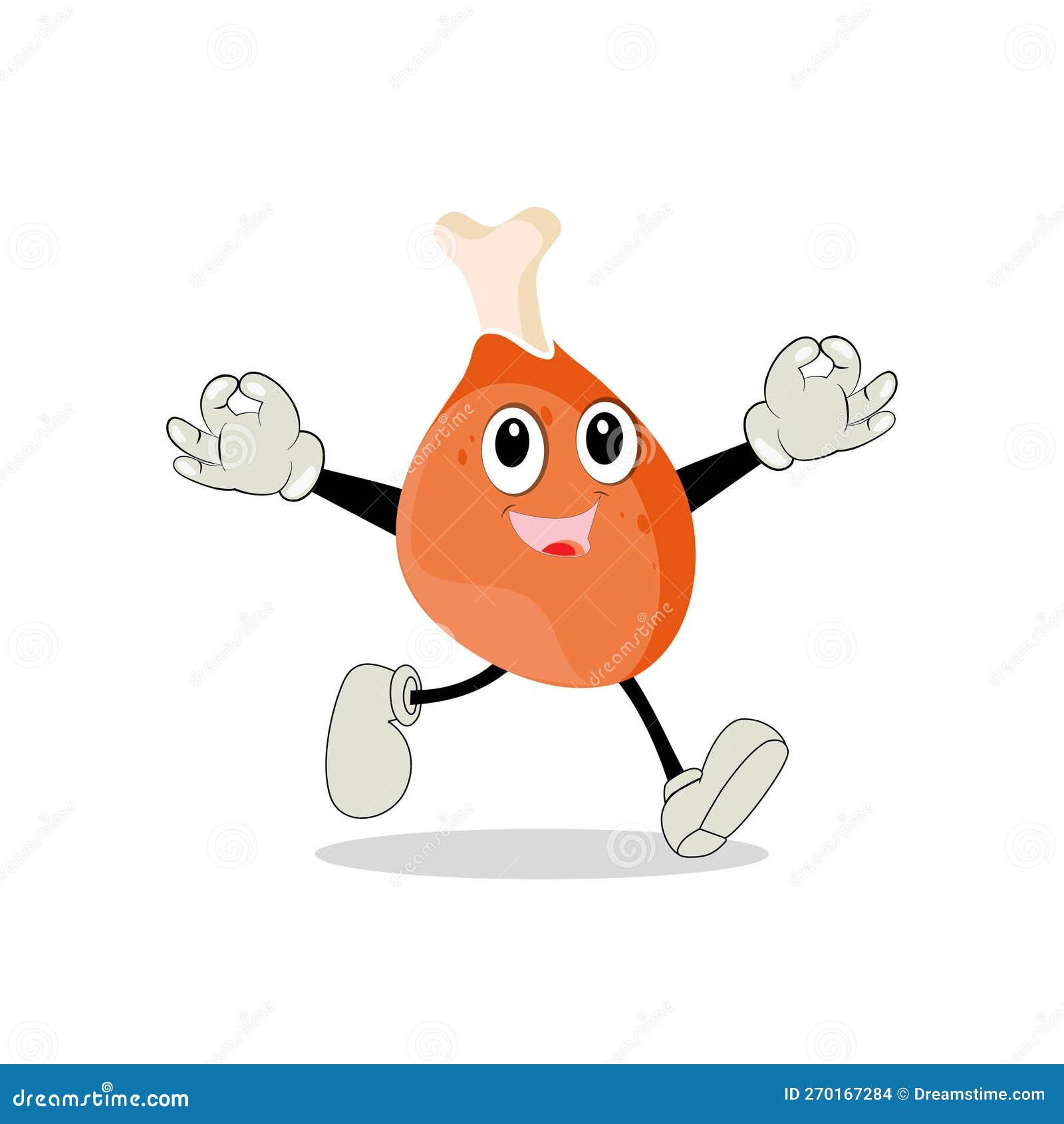Fried Chicken Leg Cartoon Character. Roast Chicken Leg Mascot Stock ...