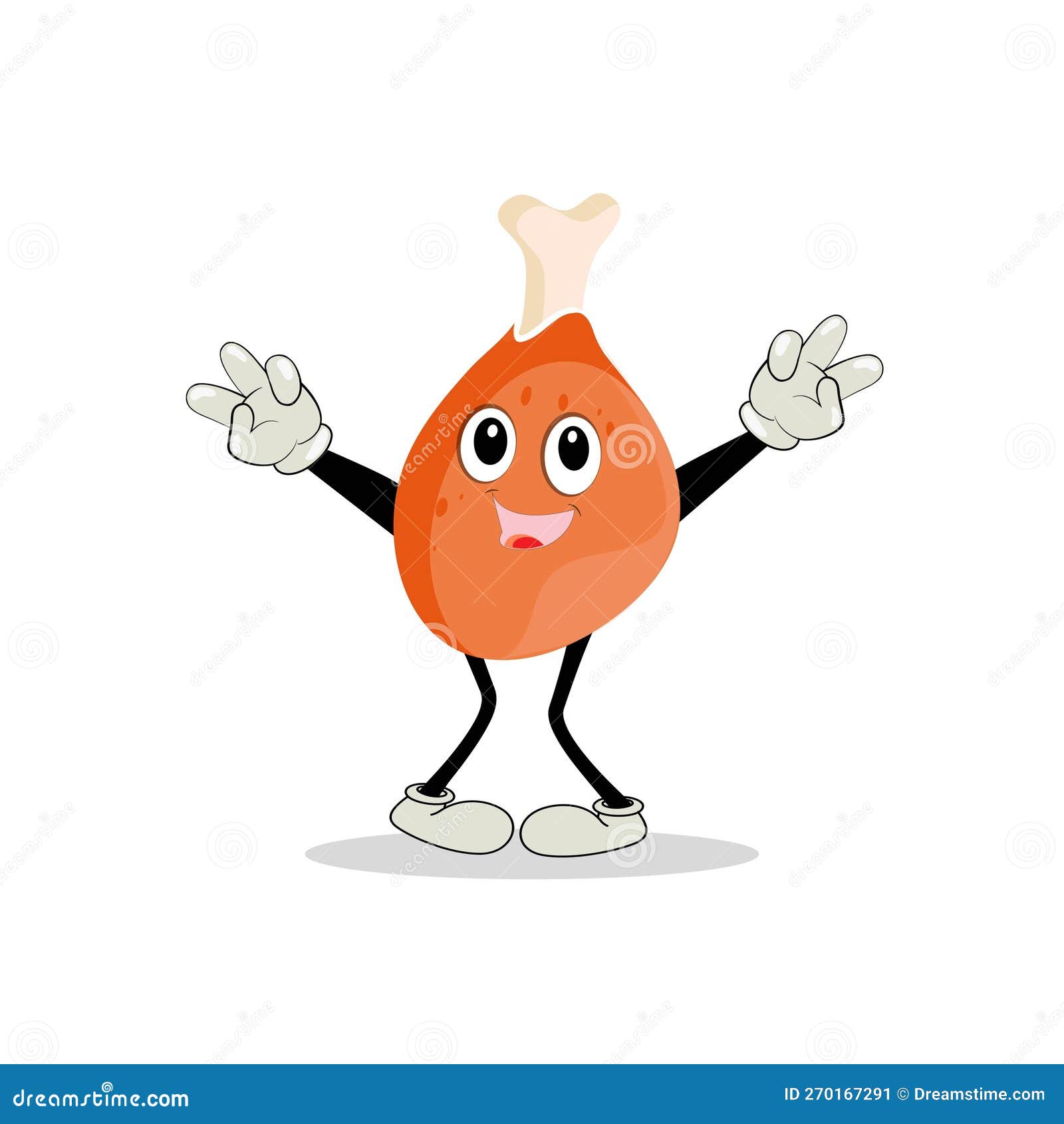 Fried Chicken Leg Cartoon Character. Roast Chicken Leg Mascot Stock ...