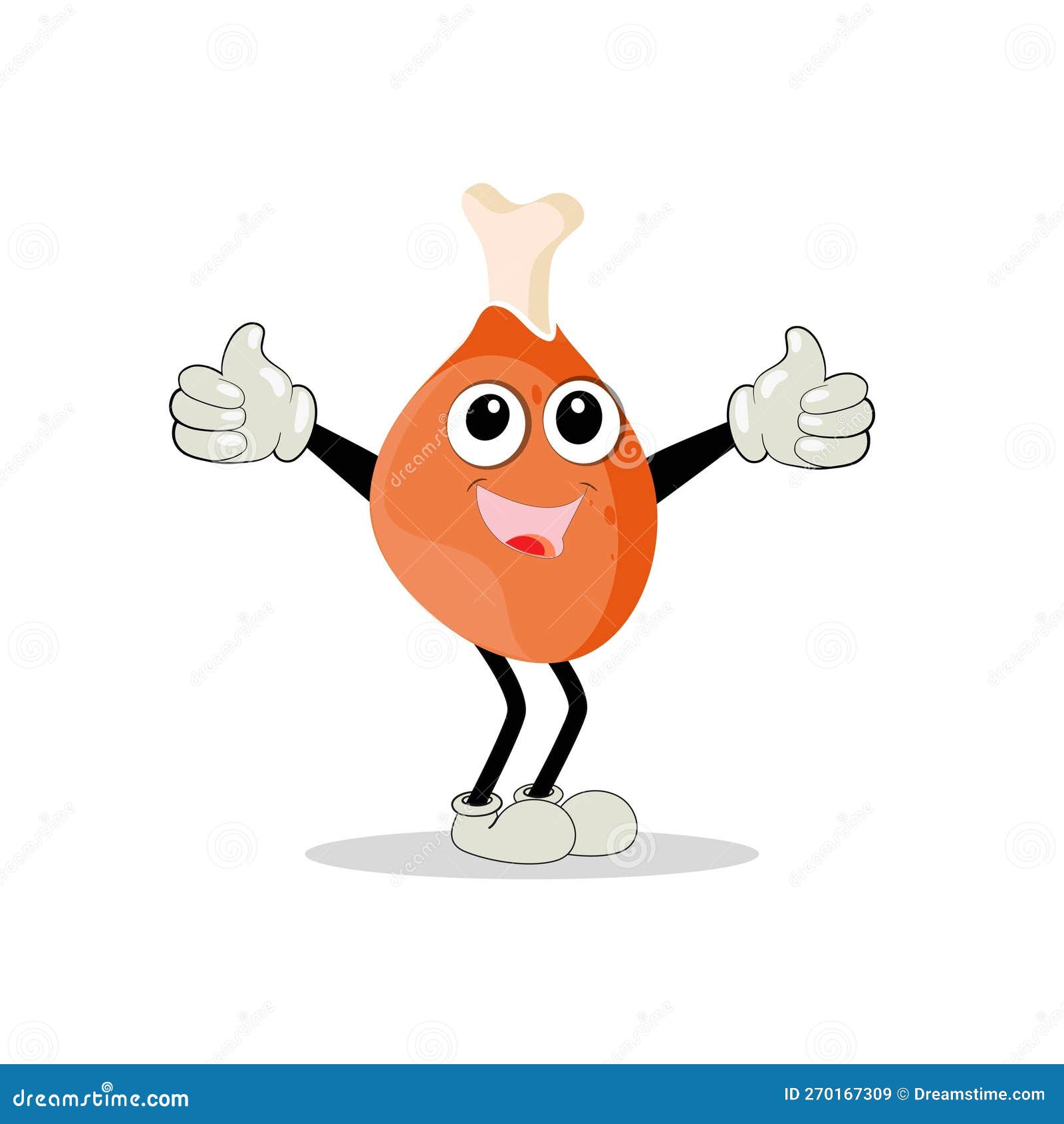 Fried Chicken Leg Cartoon Character. Roast Chicken Leg Mascot Stock ...