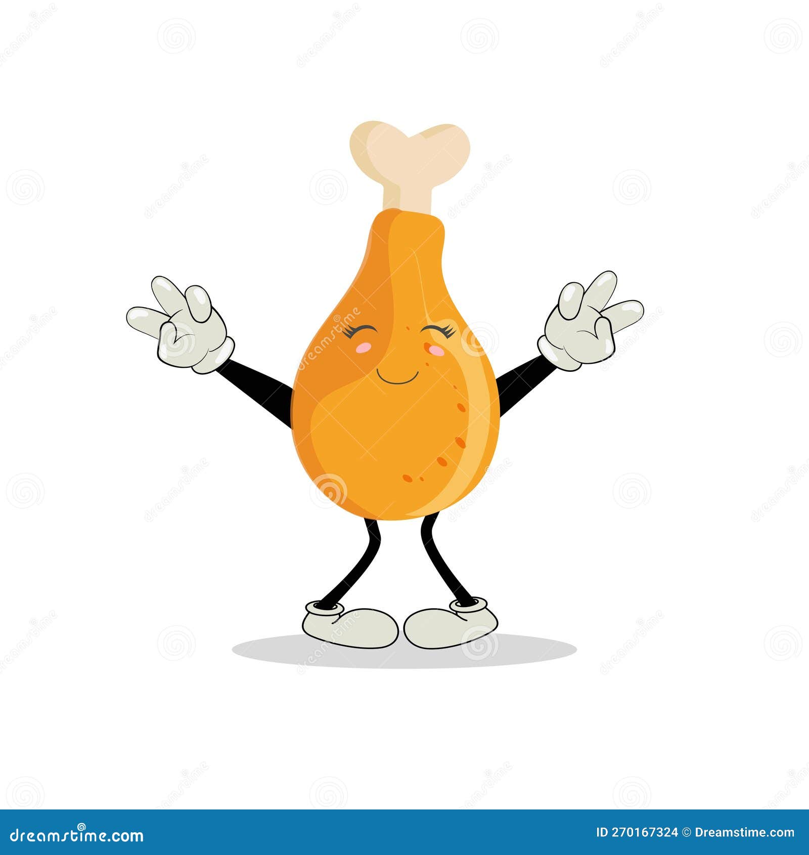 Fried Chicken Leg Cartoon Character. Roast Chicken Leg Mascot Stock ...