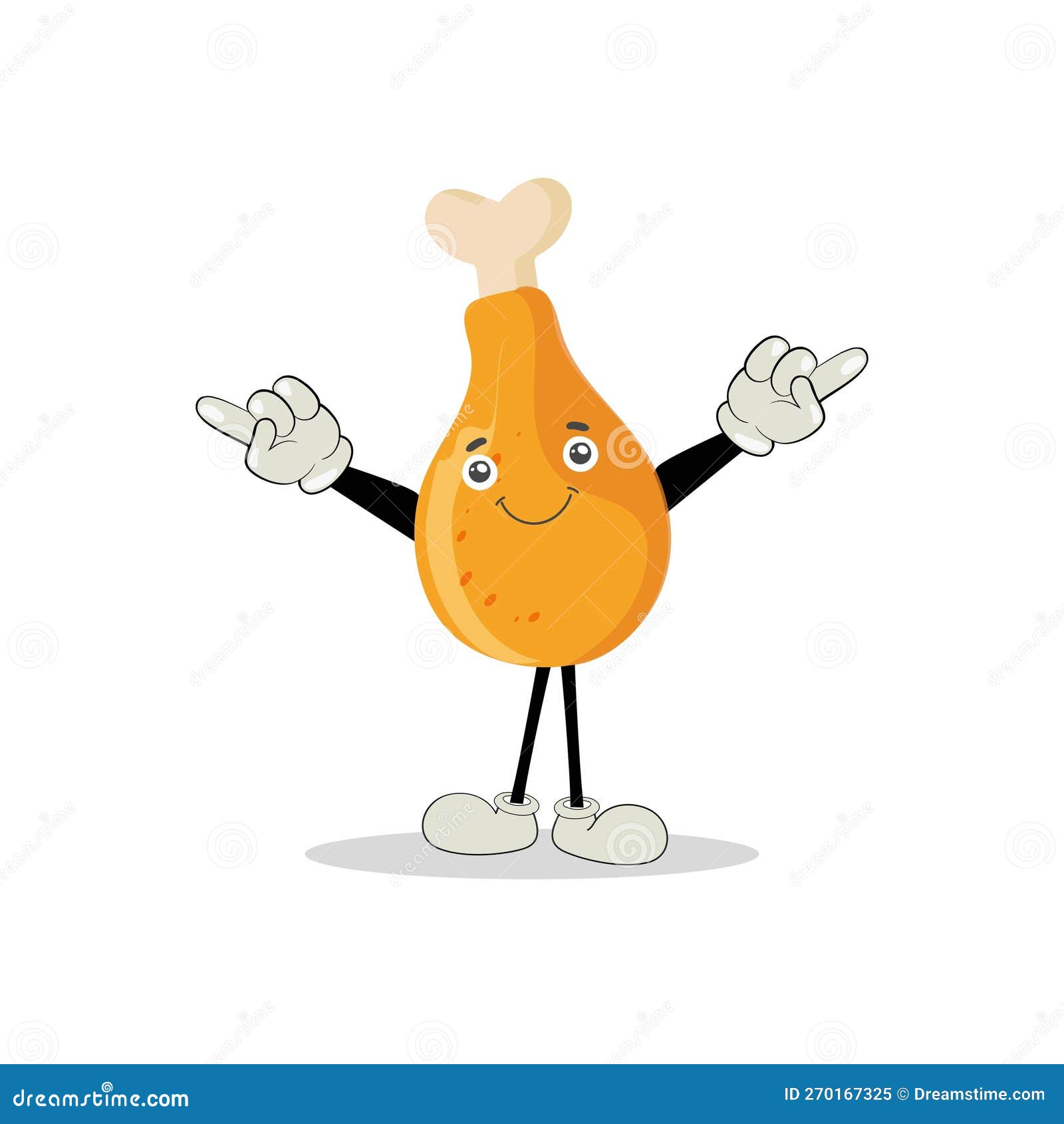 Fried Chicken Leg Cartoon Character. Roast Chicken Leg Mascot Stock ...
