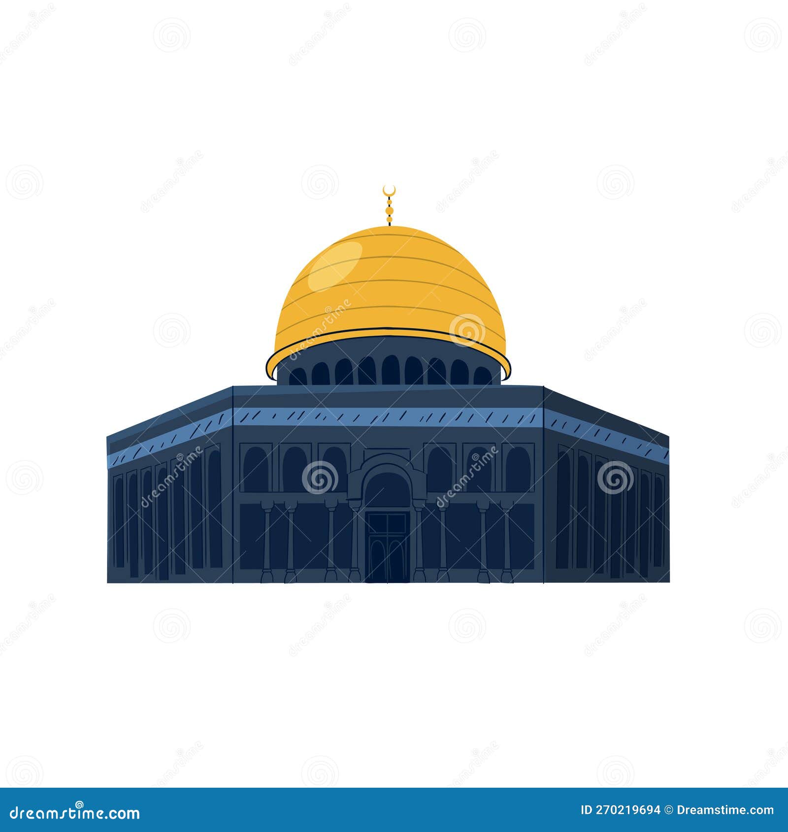 Vector Hand Drawn Flat Design Al Aqsa Illustration Stock Vector ...