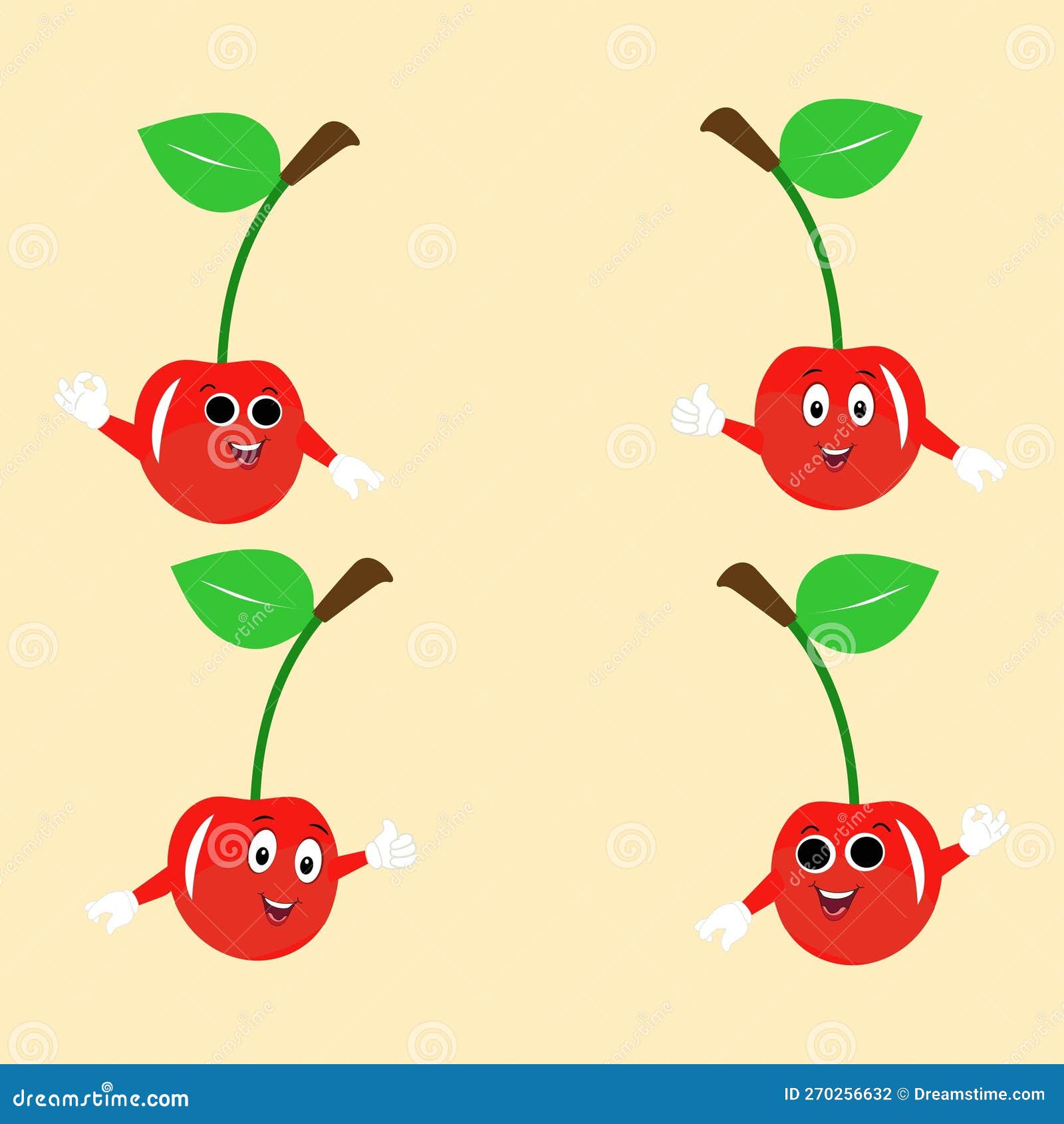 Cherry Cartoon Vector Illustration. Cute Cherry Character Stock Vector ...