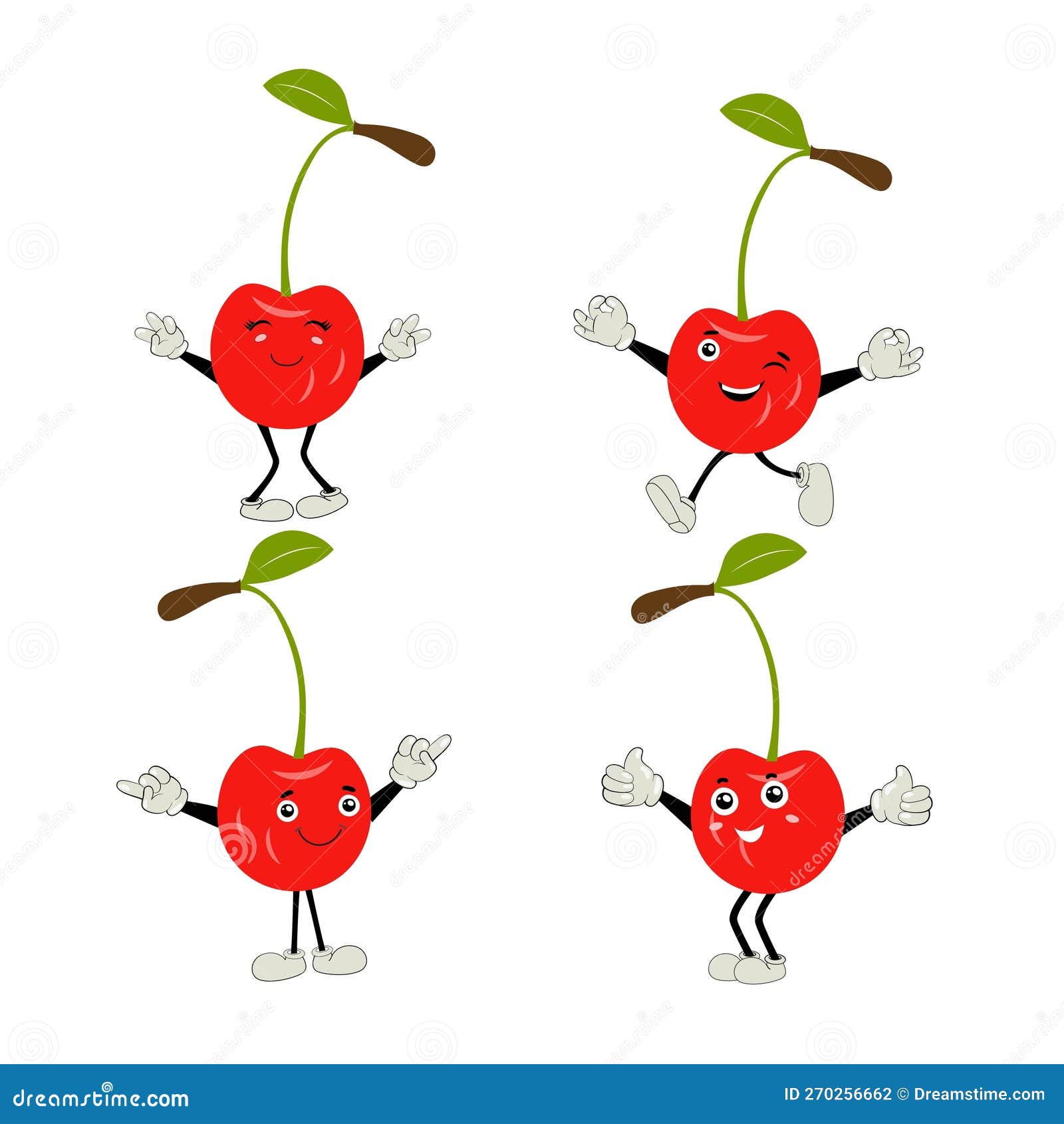 Cherry Cartoon Vector Illustration. Cute Cherry Character Stock Vector ...