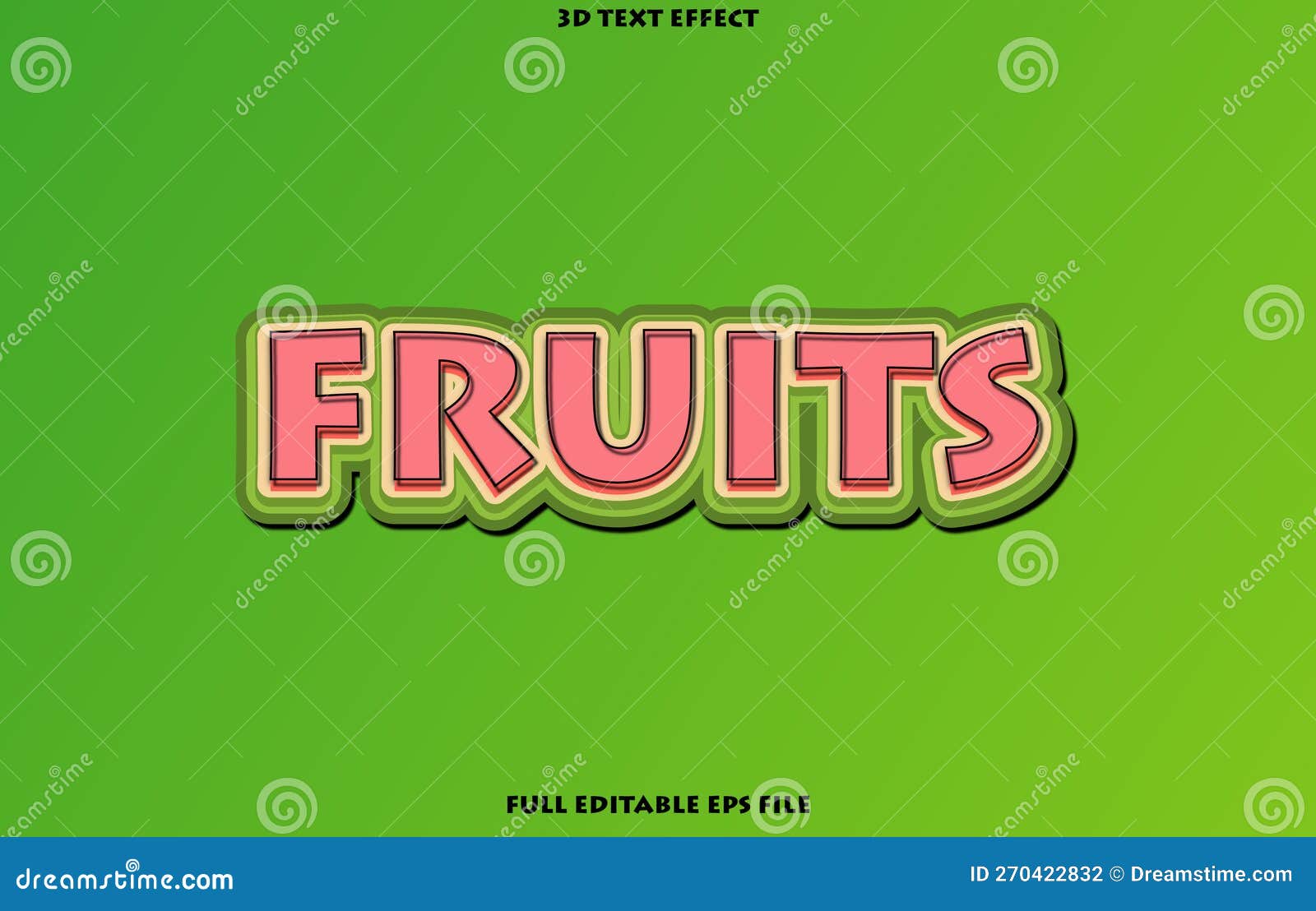 Fresh Fruits 3d Cartoon Text Effect Stock Illustration - Illustration ...