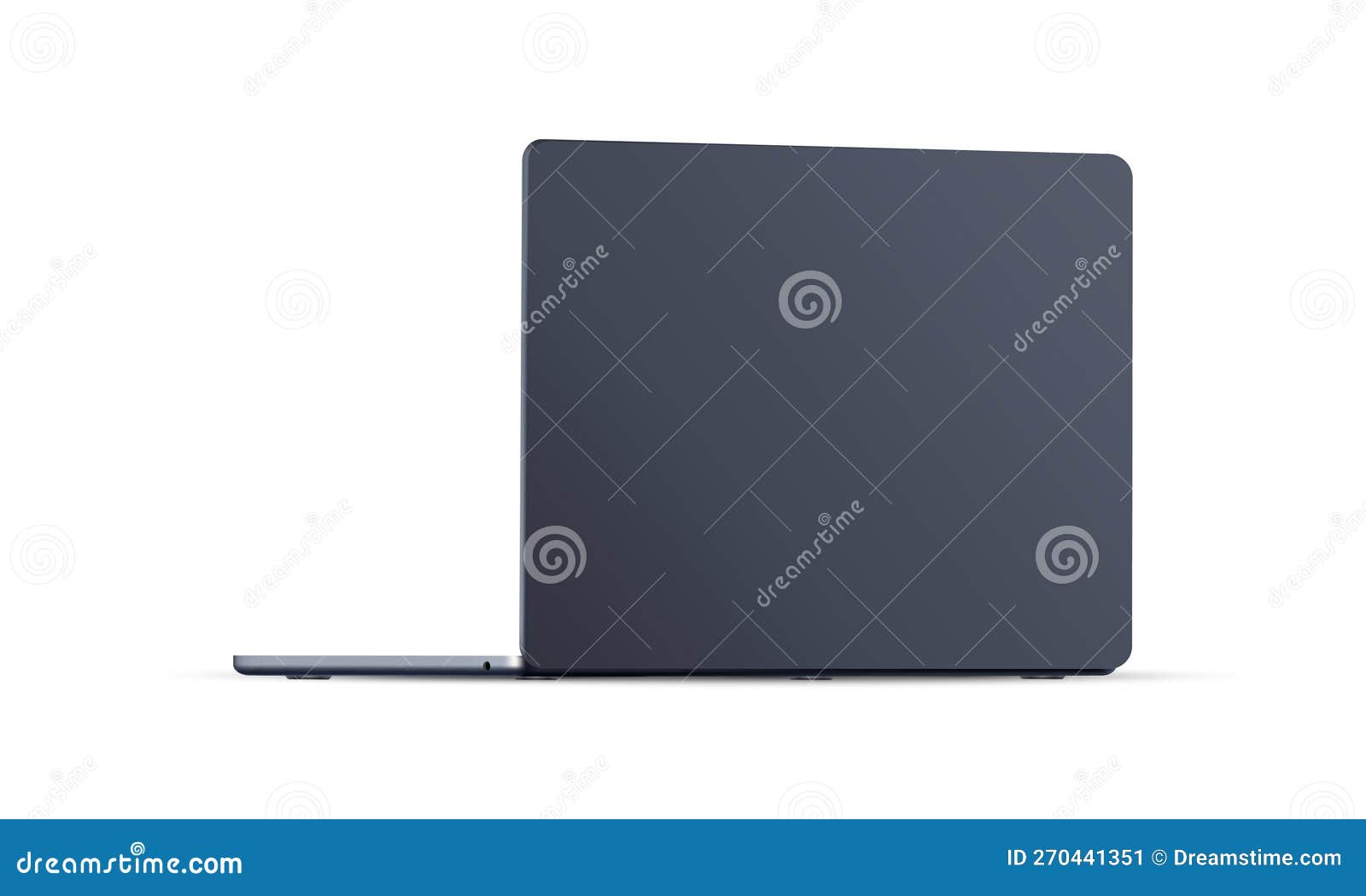 Laptop Backside View, Dark-Blue Mockup, Isolated on White Background ...