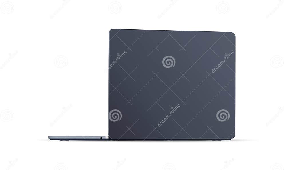 Laptop Backside View, Dark-Blue Mockup, Isolated on White Background ...