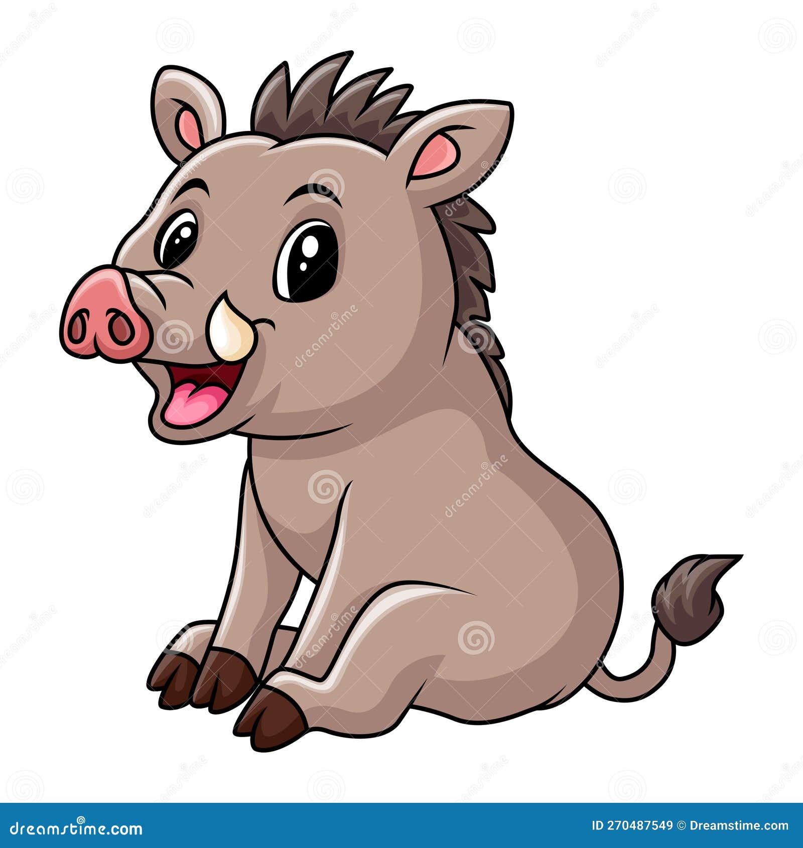 Cute Little Wild Boar Cartoon Sitting Stock Vector - Illustration of ...