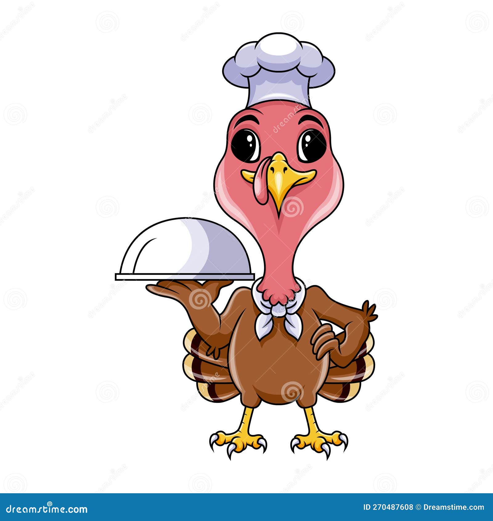 Cute Turkey Chef Serving a Platter Stock Illustration - Illustration of ...