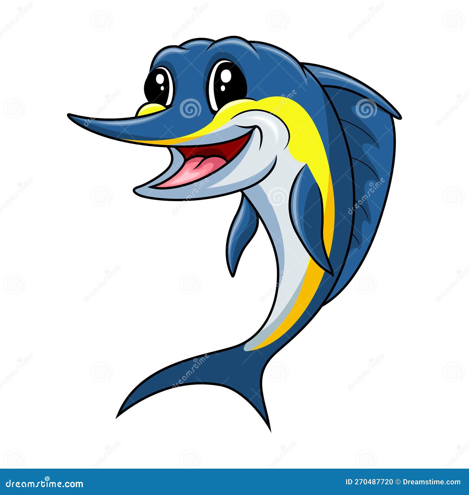 Cute Funny Marlin Fish Smile Stock Vector - Illustration of marine ...