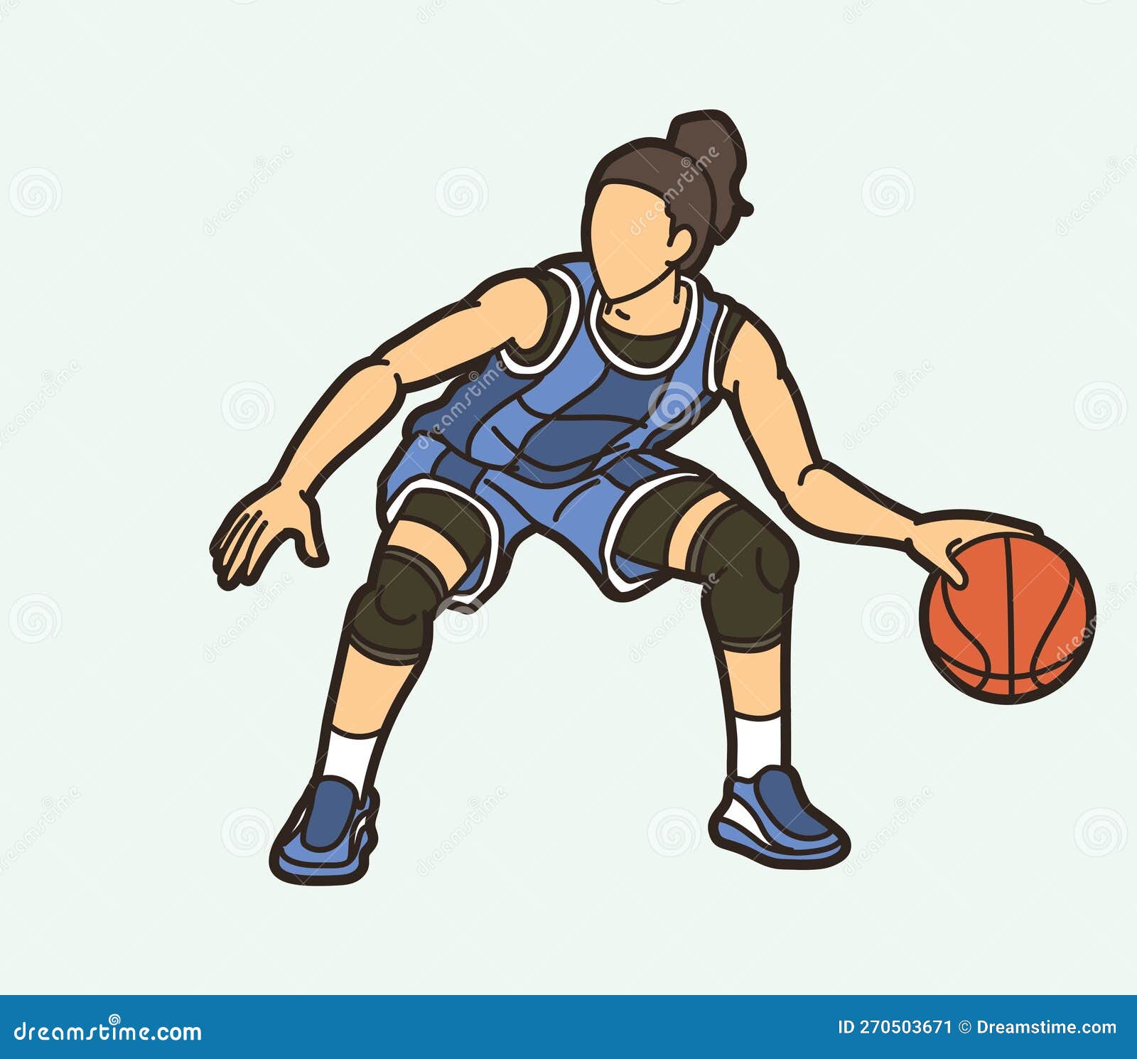 Basketball Female Player Action Cartoon Sport Graphic Vector Stock ...