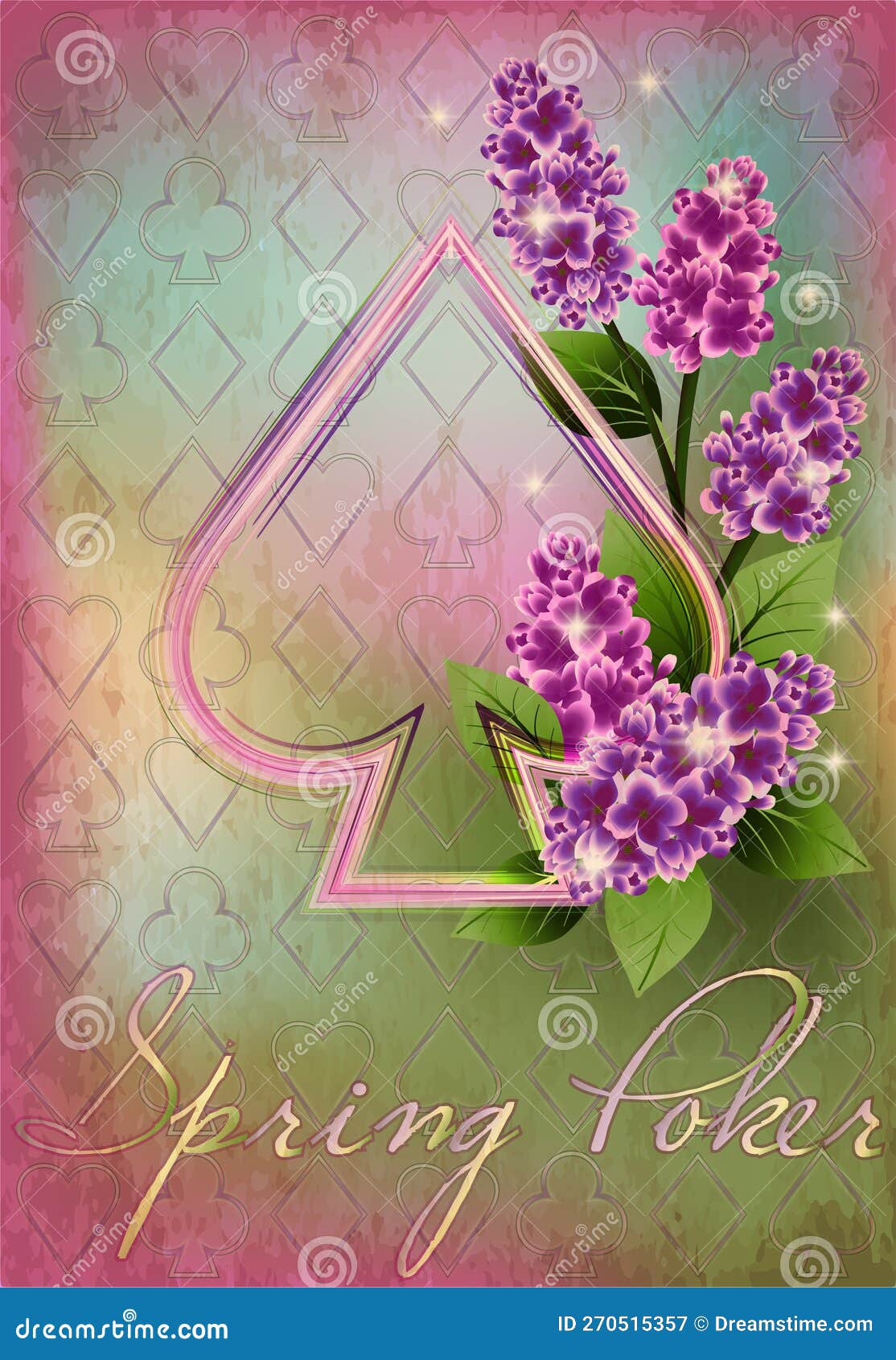 Spring Spade Poker Card with Lilac Flowers. Vector Stock Illustration ...