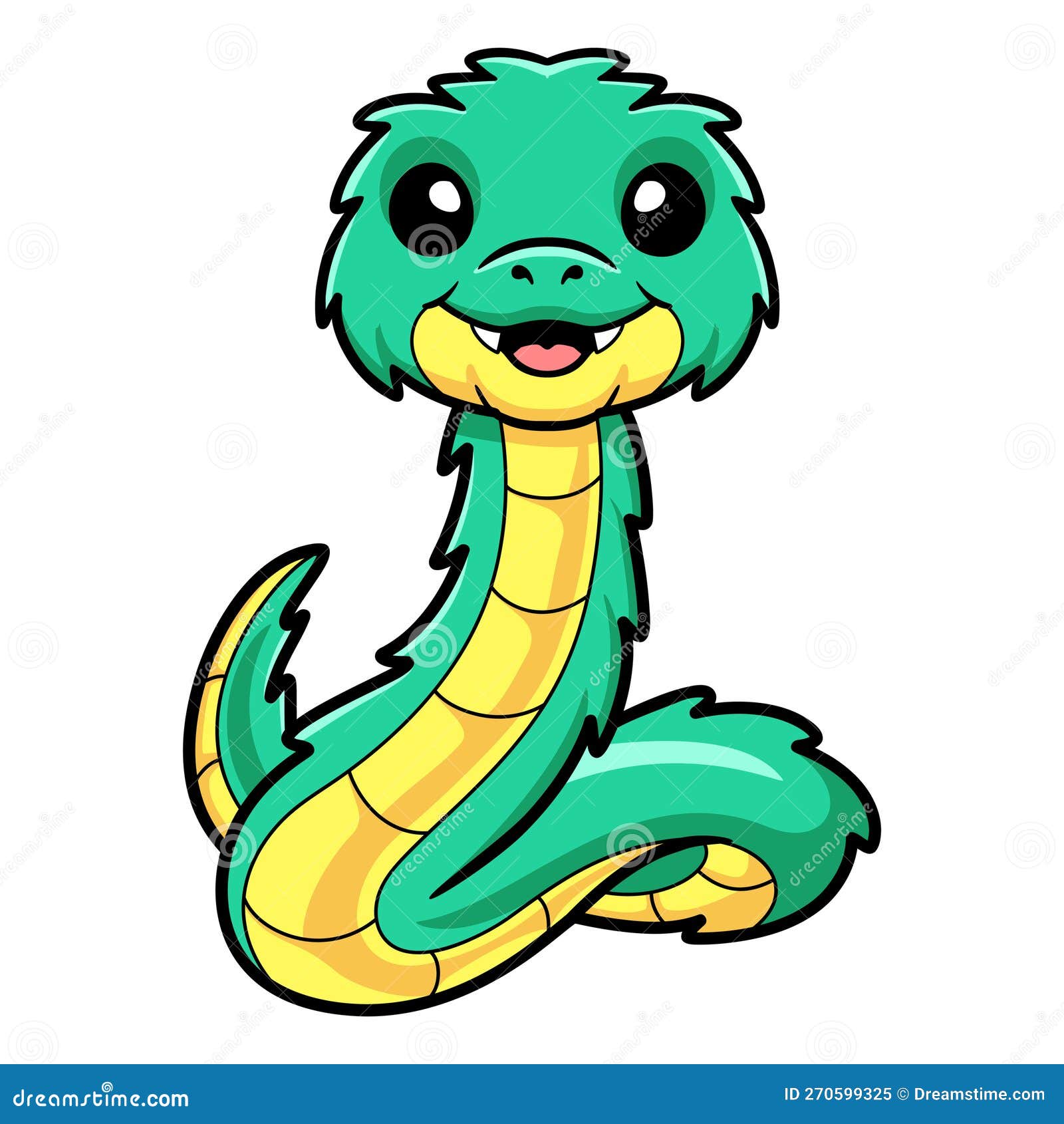 Cute Green Spiny Bush Viper Cartoon Stock Vector - Illustration of bush ...