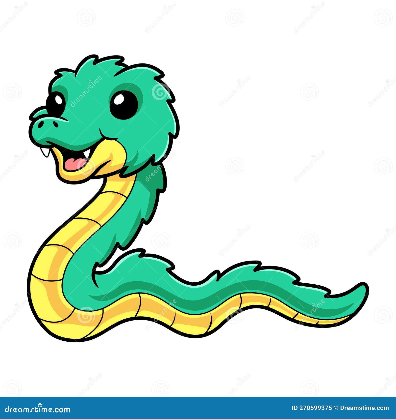 Cute Green Spiny Bush Viper Cartoon Stock Illustration - Illustration ...
