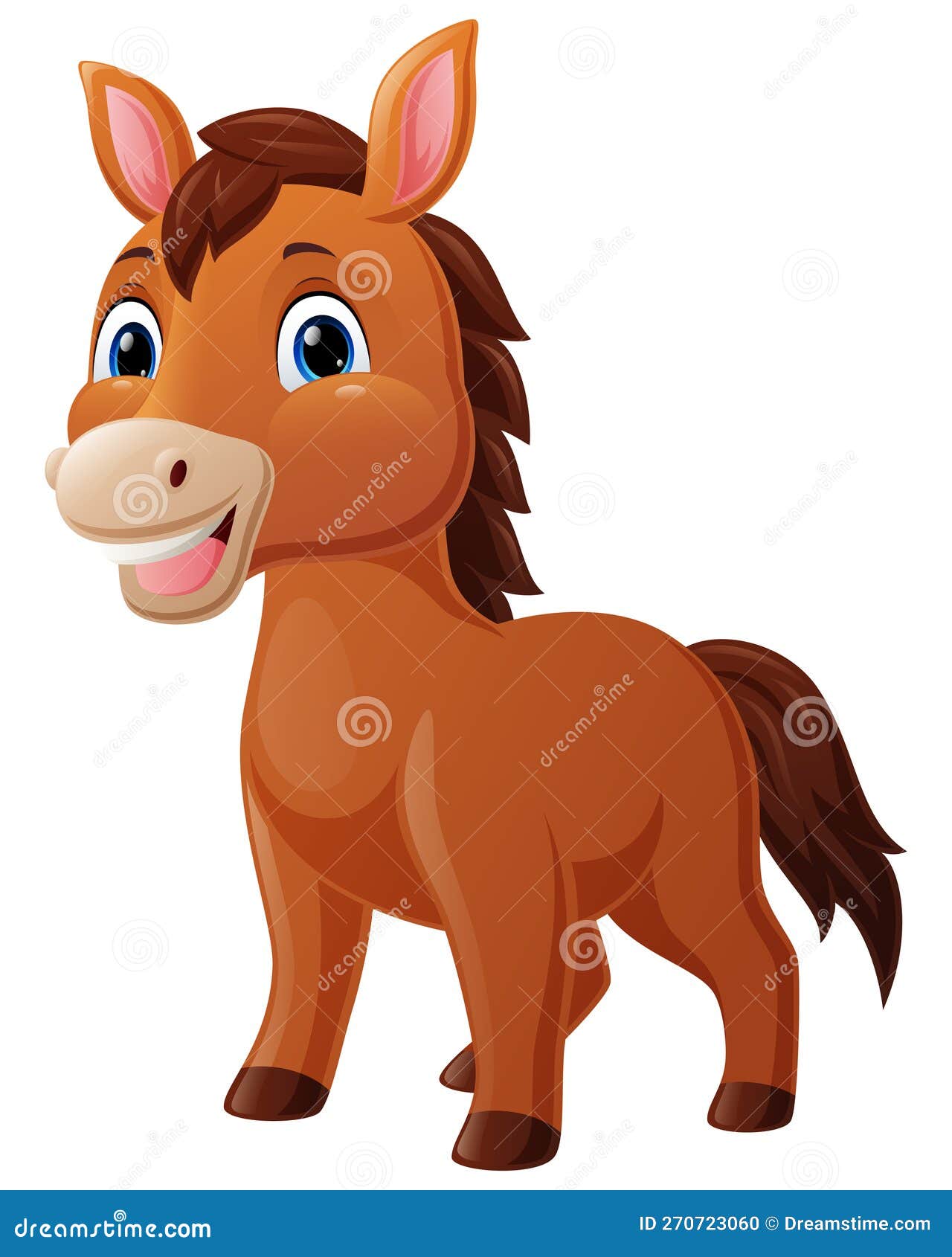 Cute Baby Horse Cartoon on White Background Stock Vector - Illustration ...
