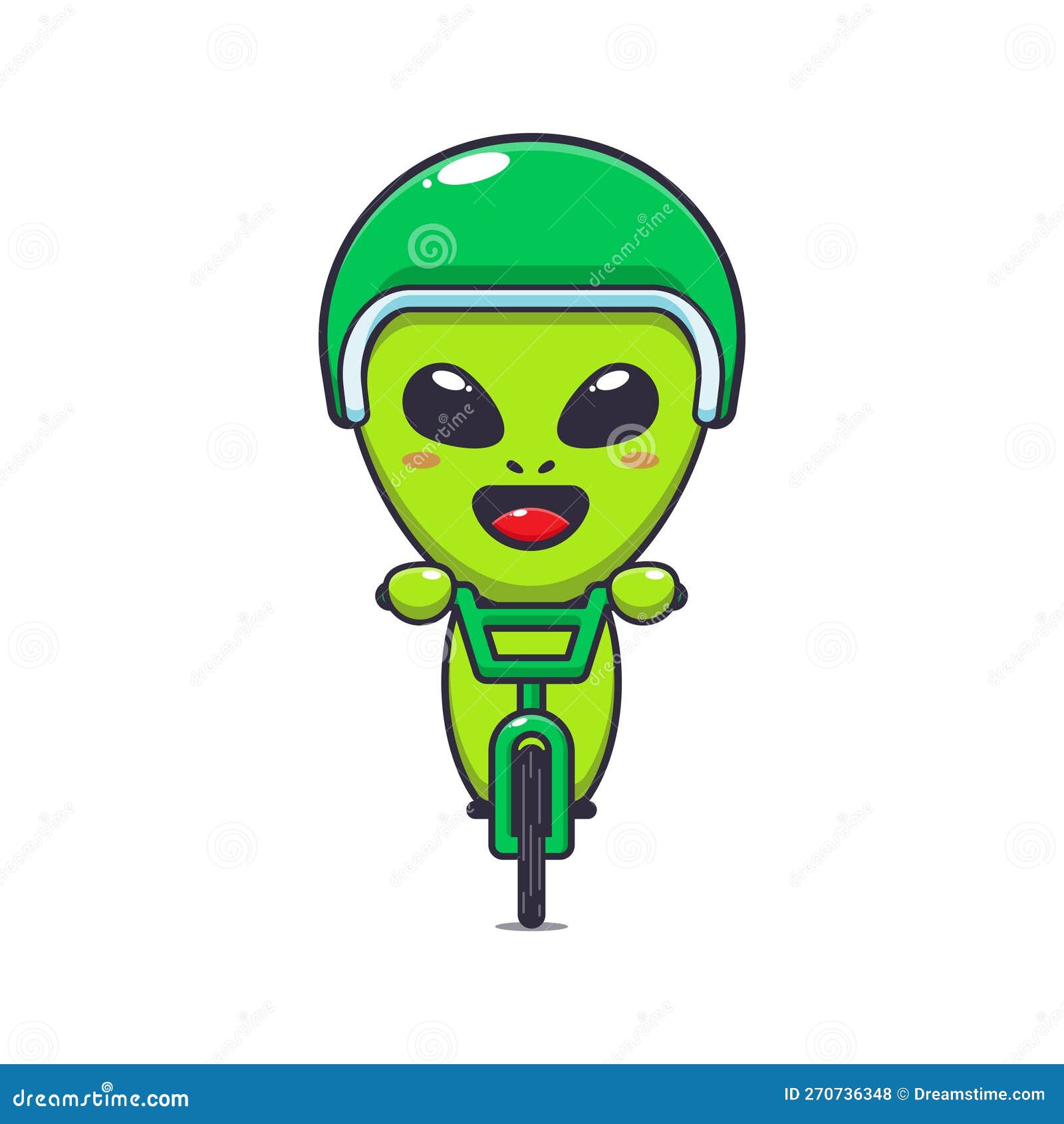Cute Alien Ride on Bicycle Cartoon Vector Illustration. Stock Vector ...