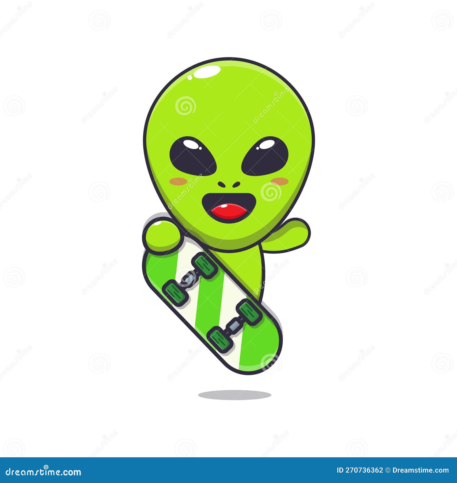Cute Alien Playing Skateboard Cartoon Vector Illustration Stock Vector ...