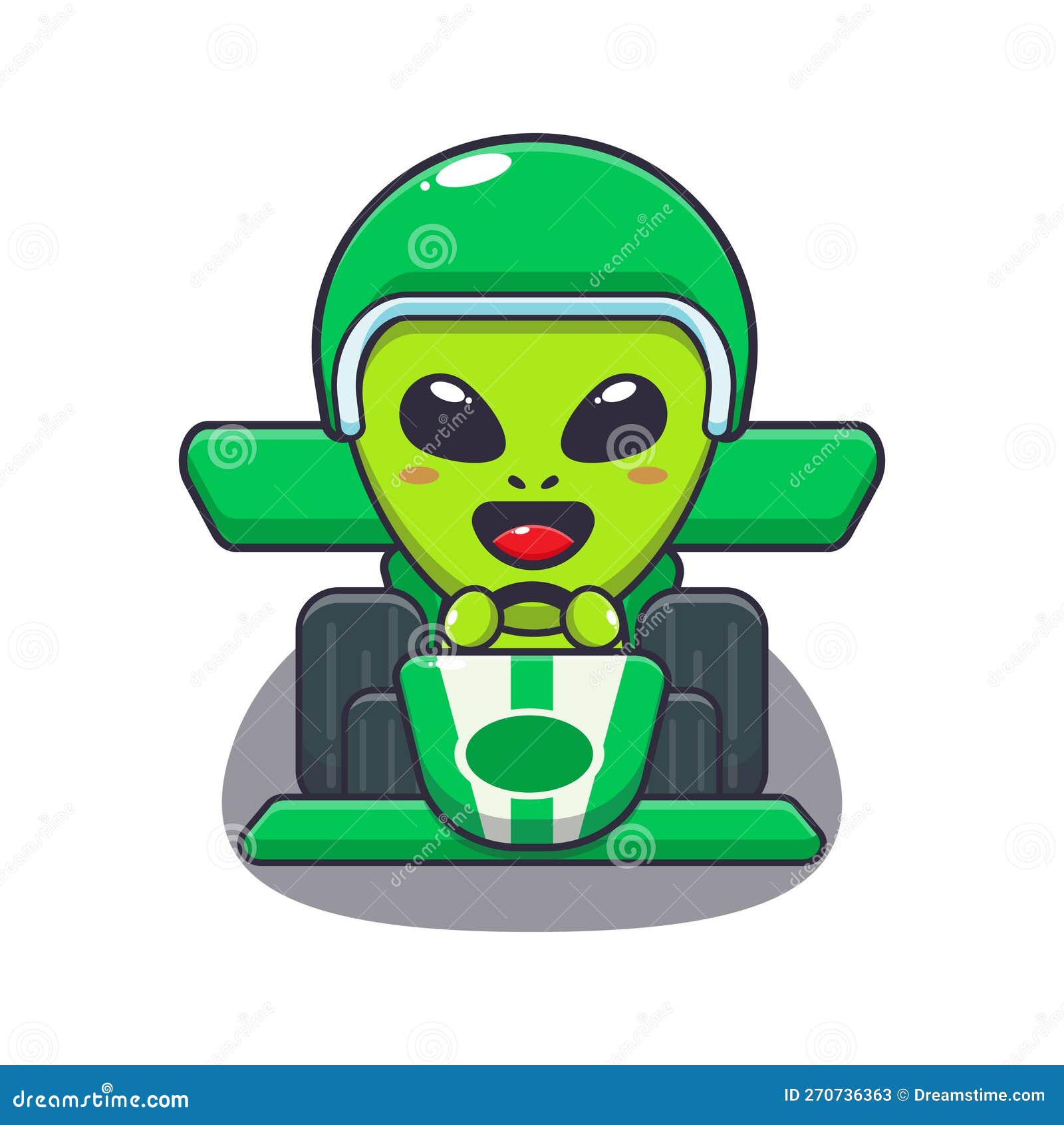 Cute Alien Riding a Race Car. Stock Vector - Illustration of riding ...