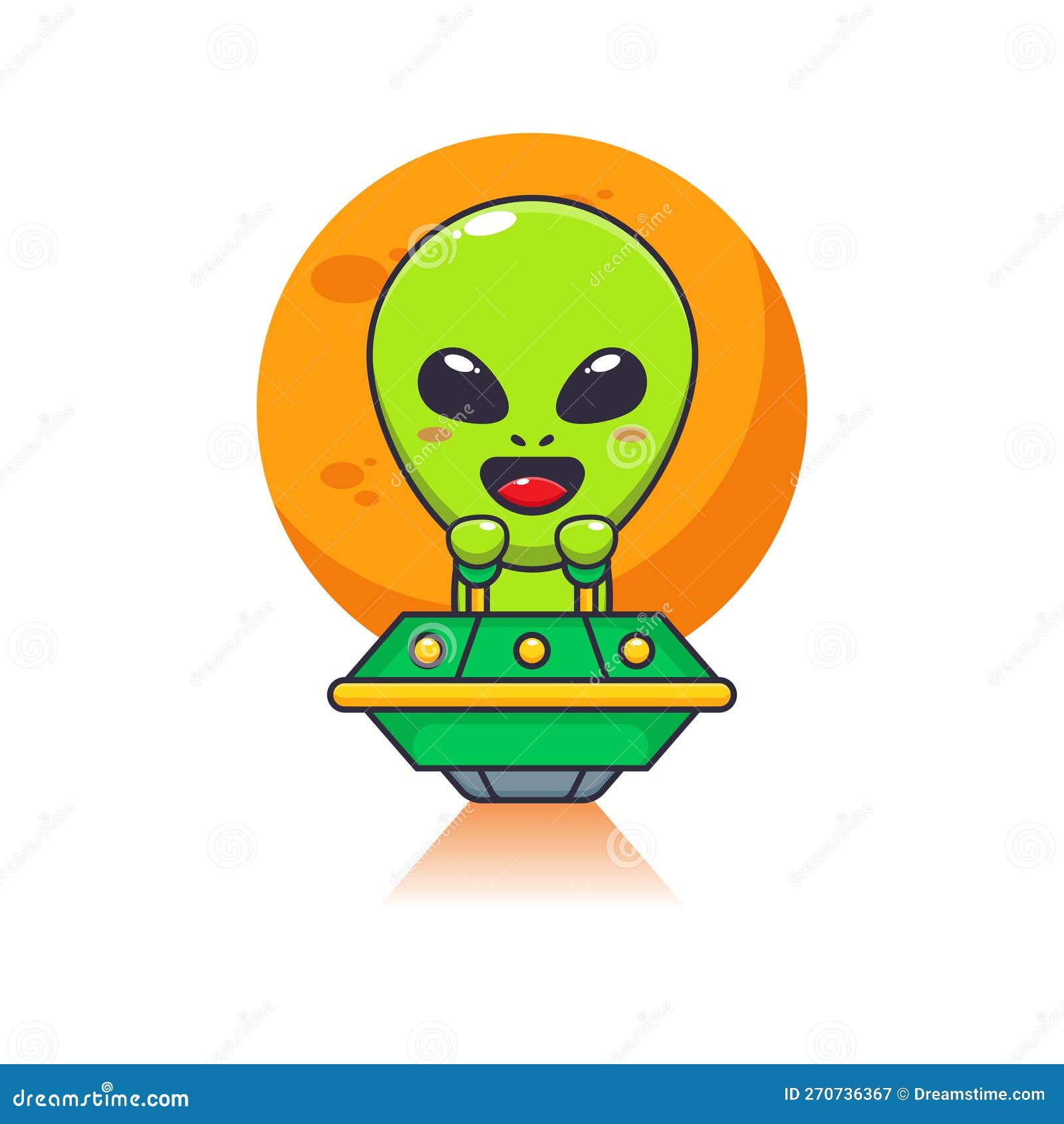 Cute Alien Flying with Ufo Cartoon Vector Illustration. Stock ...