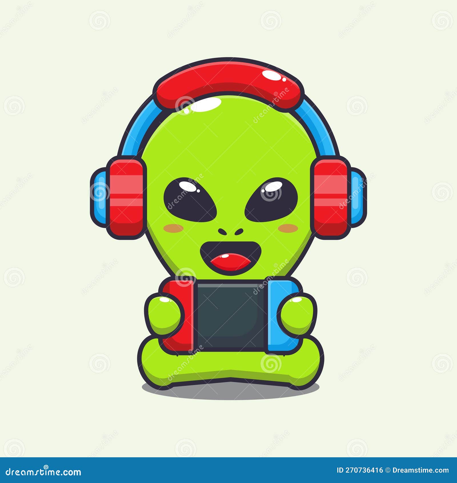 Cute Alien Play a Game Cartoon Vector Illustration. Stock Vector ...