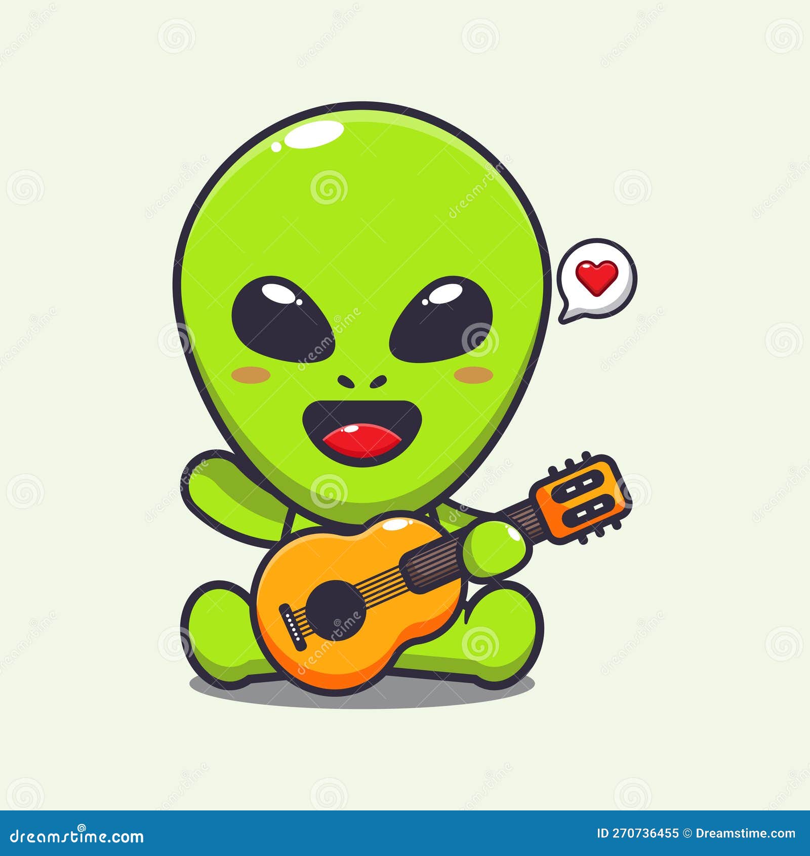 Cute Alien Playing Guitar Cartoon Vector Illustration. Stock Vector ...