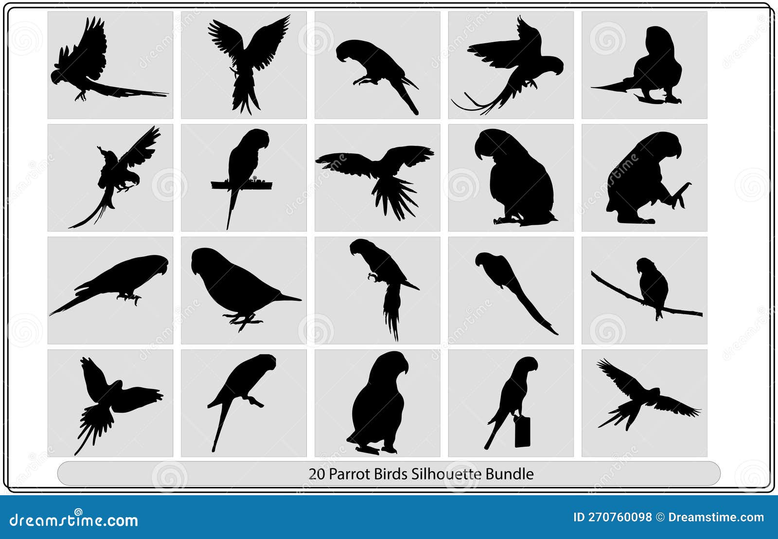 Vector Parrot Silhouettes,Tropical Parrot Set with Feathers and Wings ...