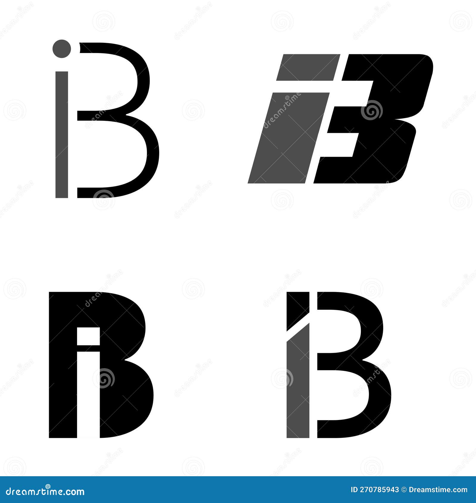 Set of Abstract Letter IB Logo on White Background. Stock Vector ...