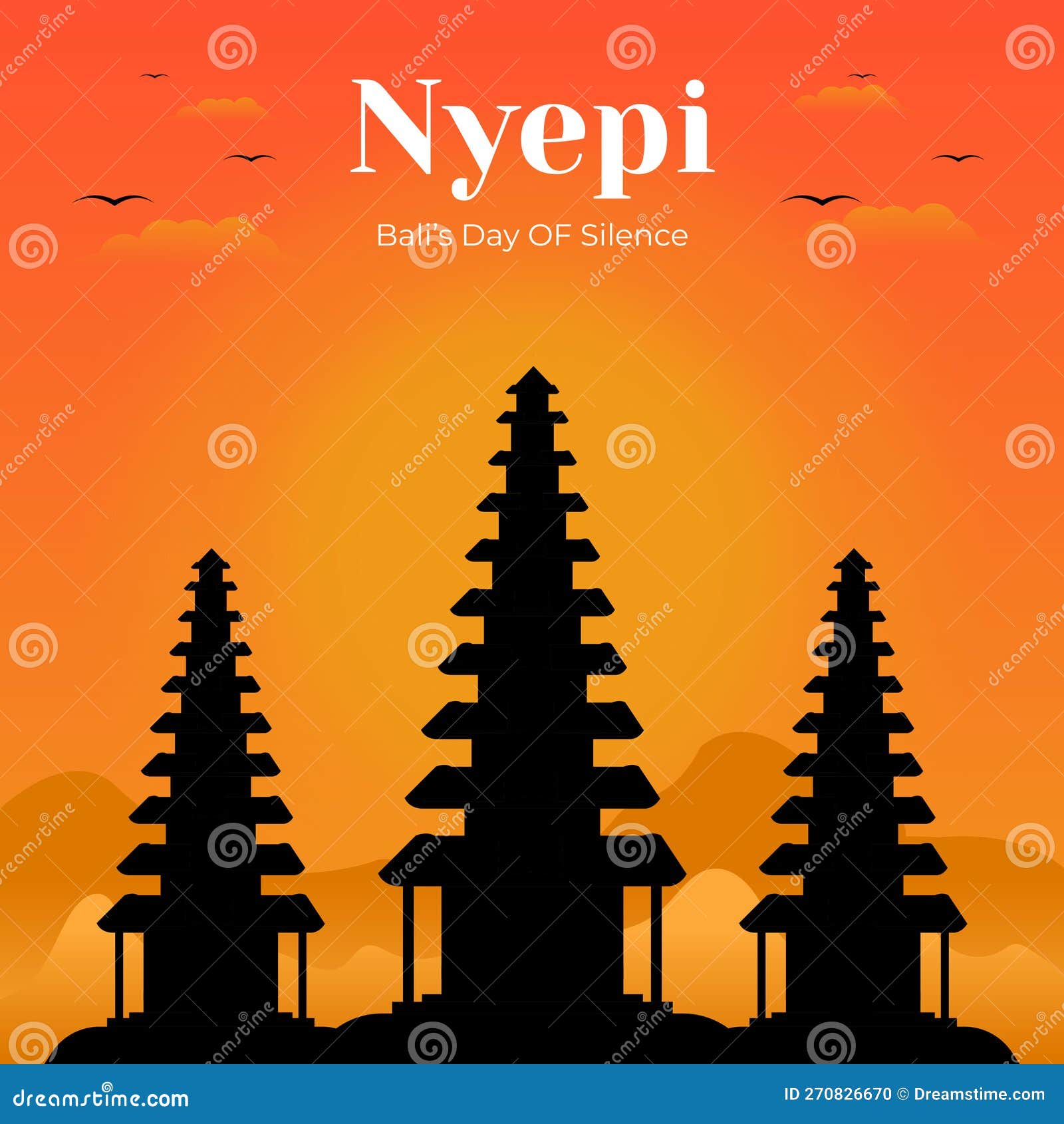 Happy Nyepi Day Greetings for Bali in the Setting Sun Stock Vector ...