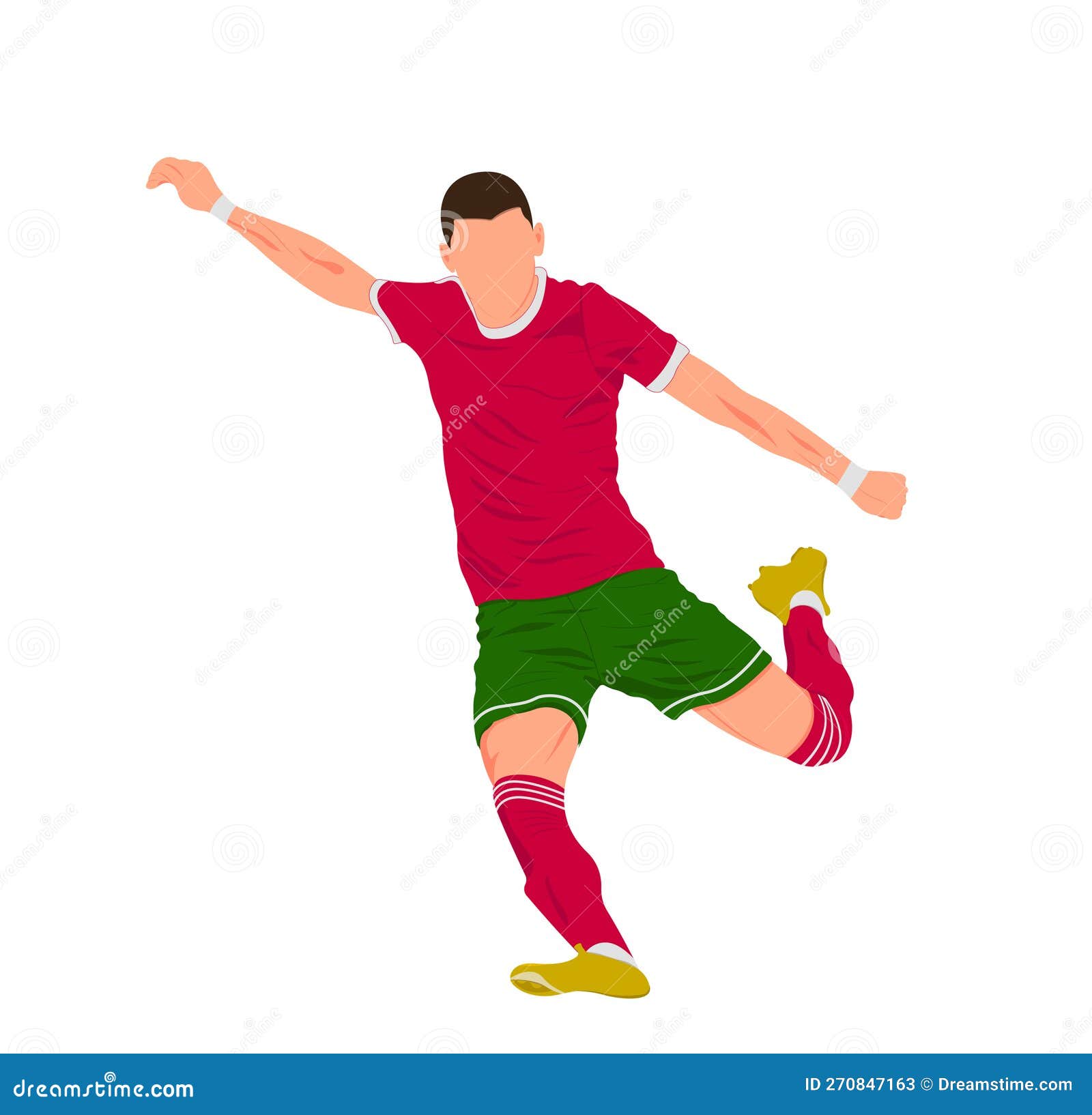 Football Player Kicking Ball, Soccer Player Shooting. Stock Vector ...