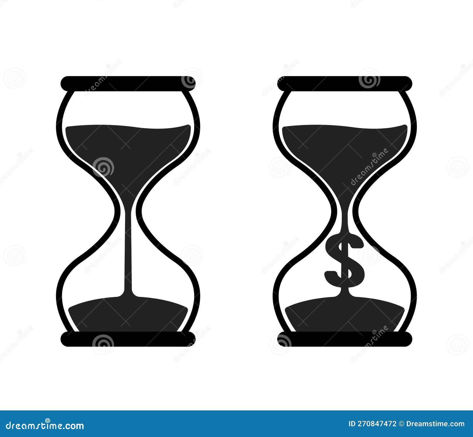 Sand Clock, Hourglass Silhouette, Money Sandglass Timer Stock Vector ...