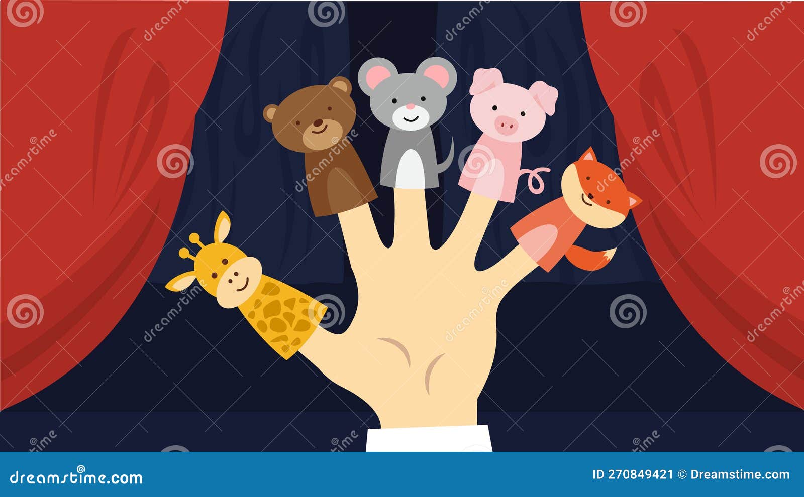 Hand Holding Animals. Flat Style Vector Illustration Stock Vector ...