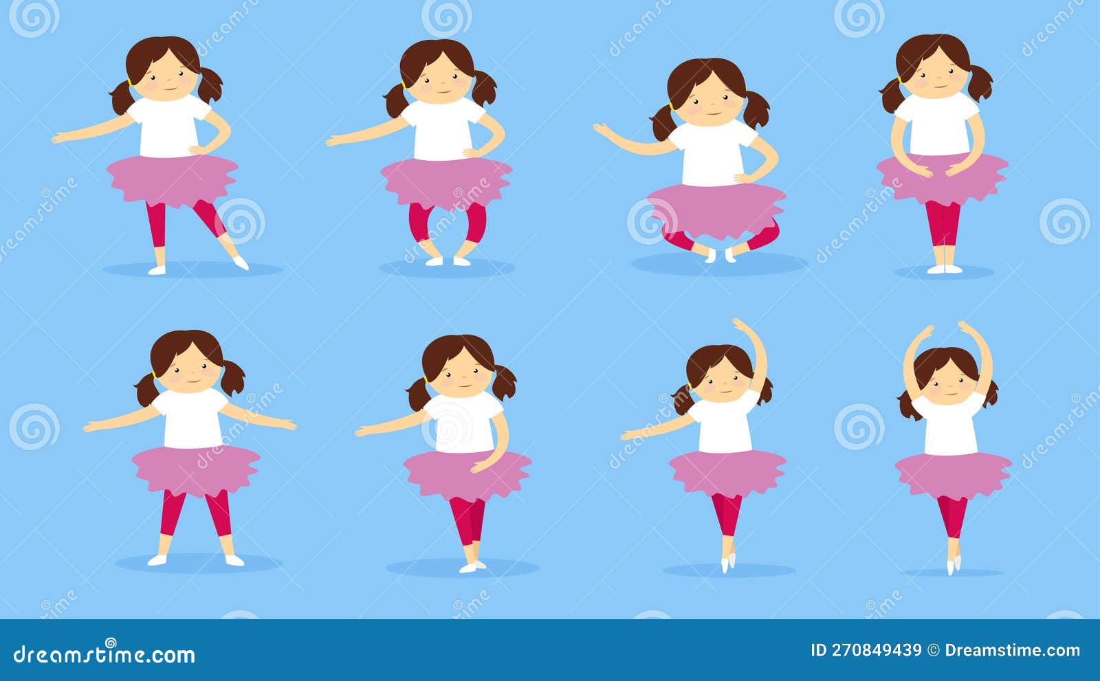 Set of Cute Little Girls Dancing Ballet in Different Poses Stock Vector ...