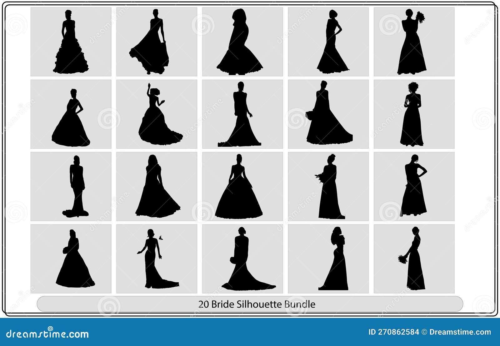Vector Bride Silhouette,Set of Silhouettes of Brides,silhouette of a ...